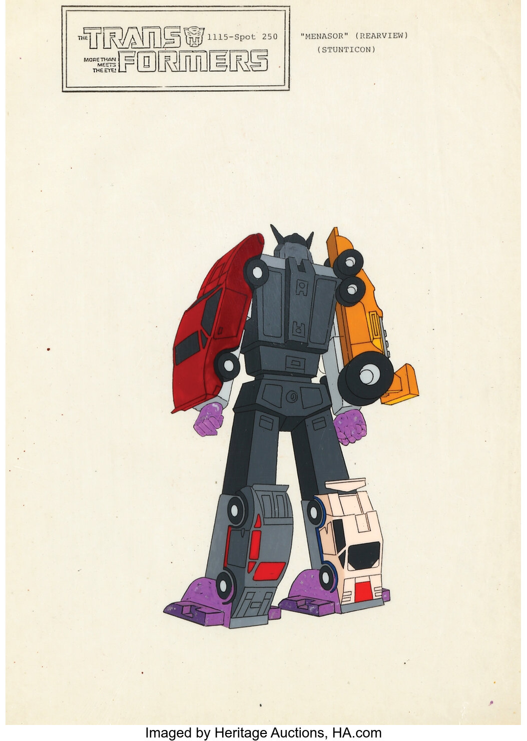 "Menasor" production model cel from The Transformers TV series ...