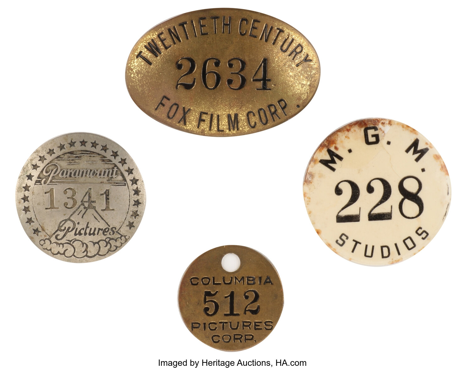 Movie Studio golden age employee vintage metal ID tags.... Movie/TV ...