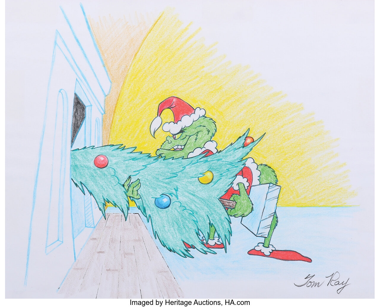 Tom Ray original drawing featuring "The Grinch" from How the Grinch ...