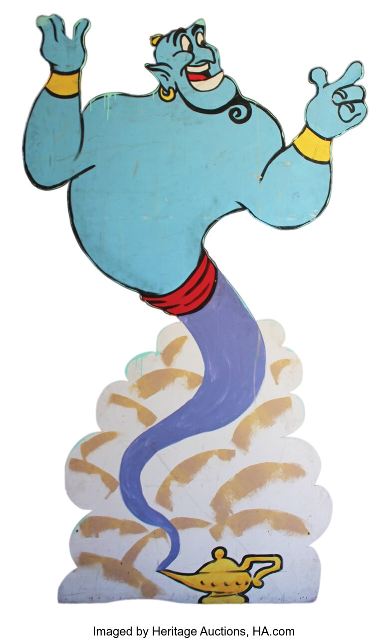 Aladdin's "Genie" & Oliver and Company wooden signs from Disney | Lot ...