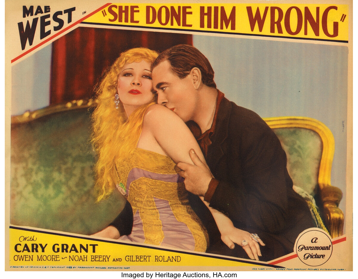 Mae West "tawdry" lobby card for She Done Him Wrong. . ... Movie | Lot ...