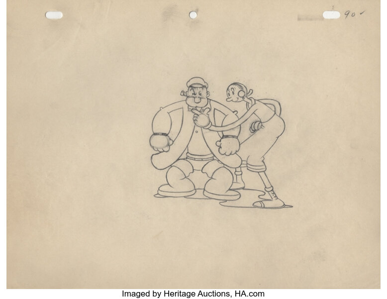 Original production drawing featuring "Popeye" and "Olive Oyl" from ...