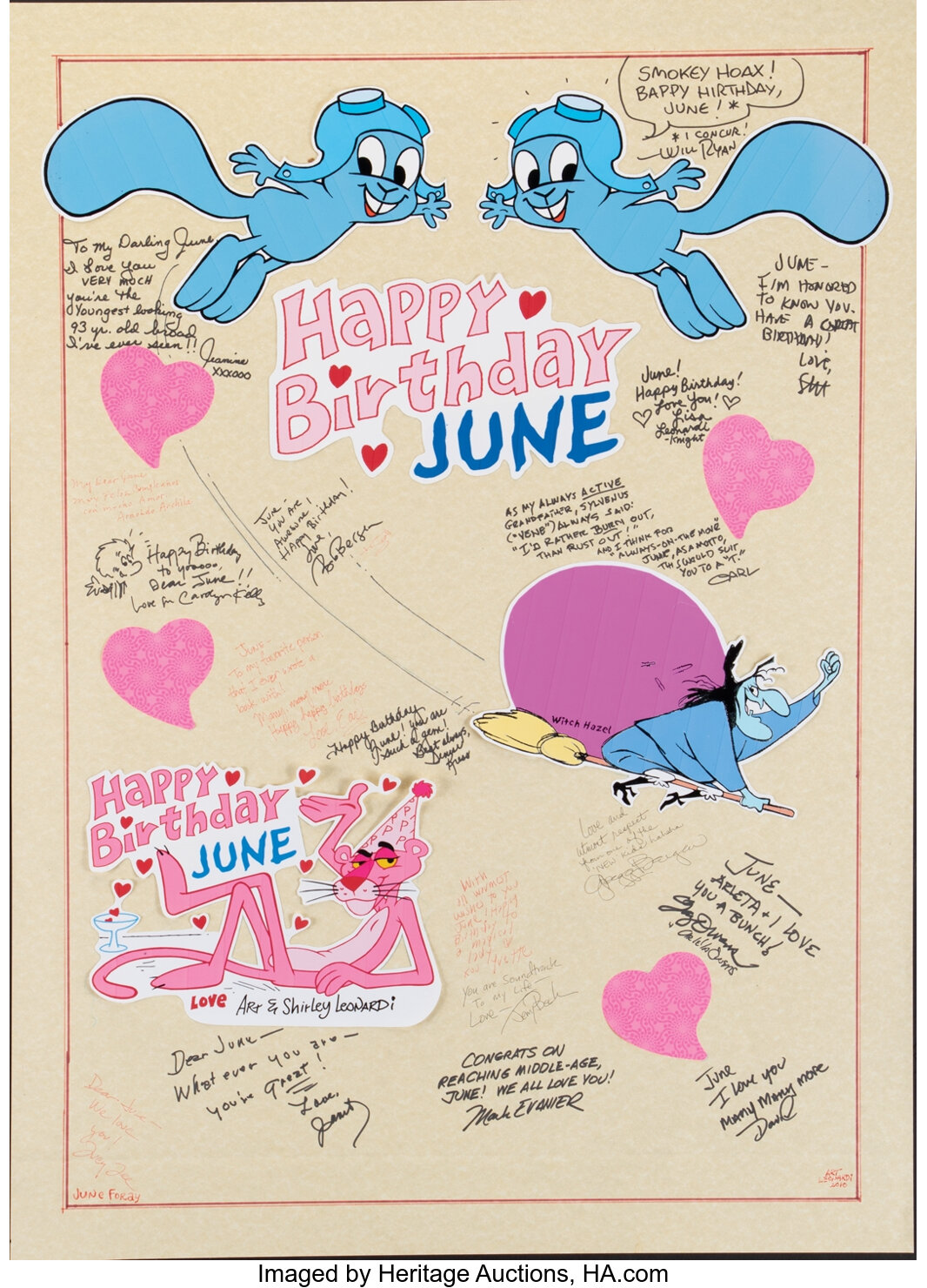 June Foray 93rd Birthday Party Signed Collage Poster.... Animation ...