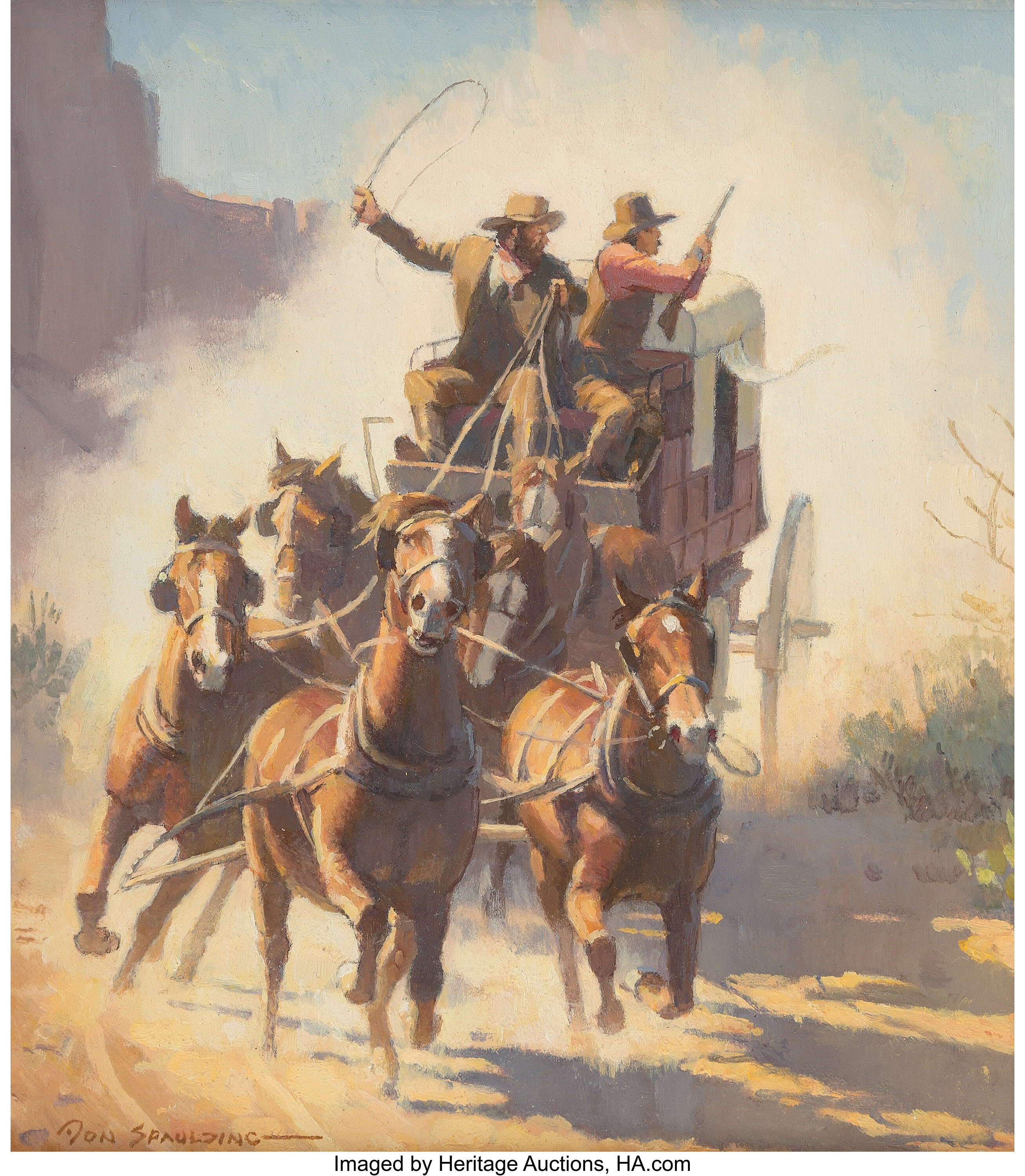 Don Spaulding (American, b. 1926). Mud Wagon Express, Study. Oil on ...