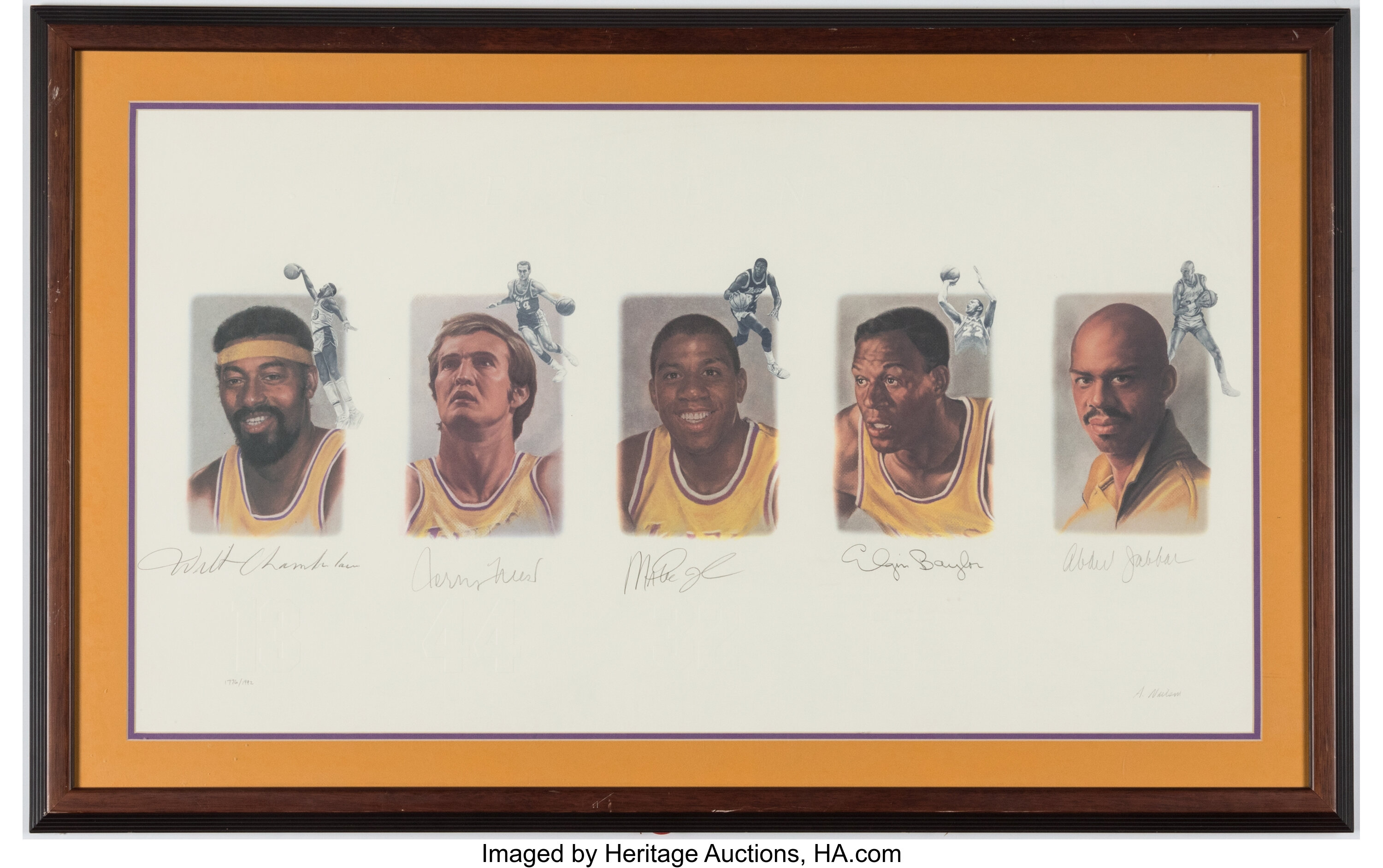 Los Angeles Lakers "Legends" Multi-Signed Lithograph.... Basketball ...