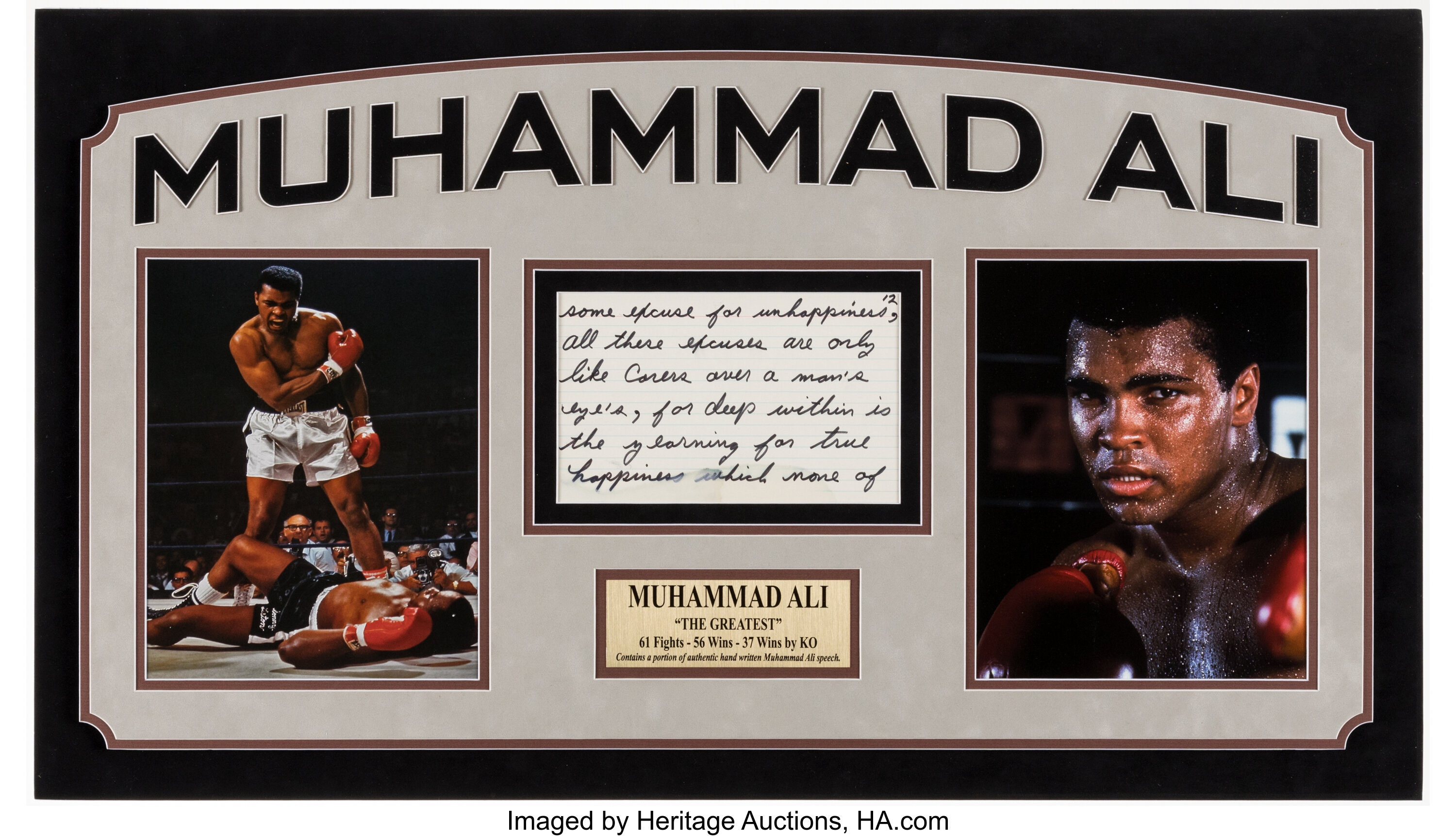 Muhammad Ali Hand-Written Letter Display. ... Boxing Collectibles | Lot ...