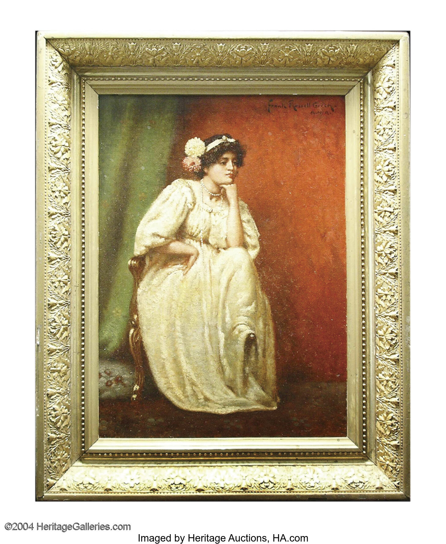 FRANK RUSSELL GREEN (1856-1940). Seated Lady. Oil on canvas. 16in ...