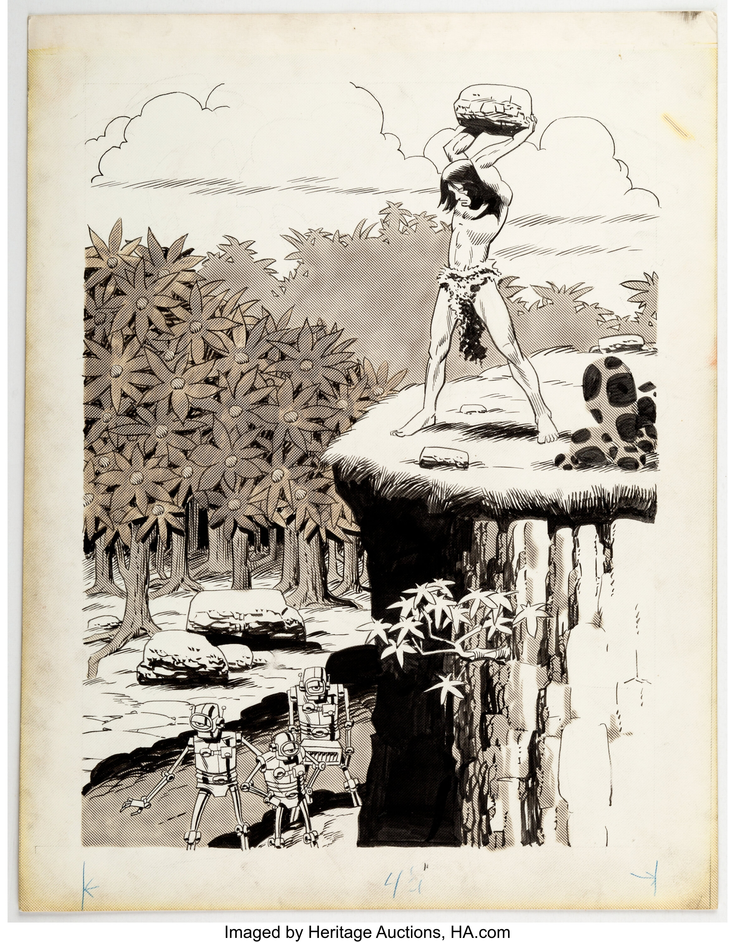 Tarzan Illustration Page Original Art (undated).... Original Comic ...