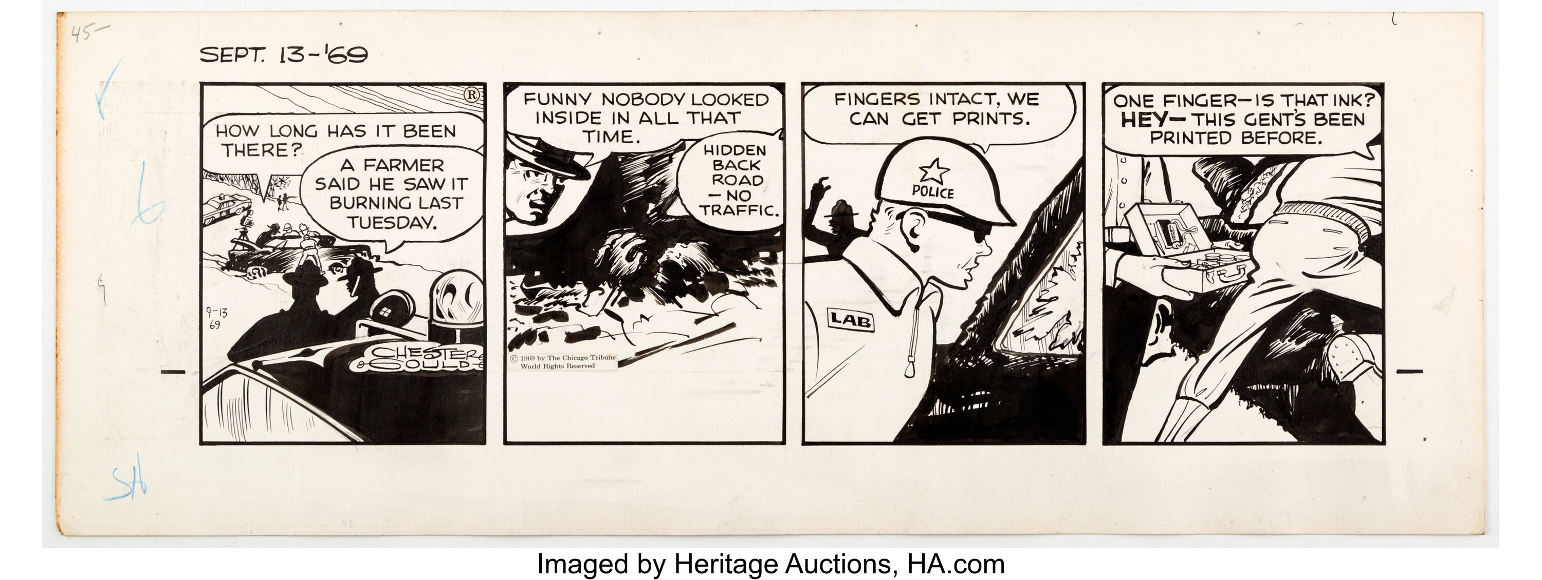 Chester Gould Dick Tracy Daily Comic Strip Original Art dated | Lot ...
