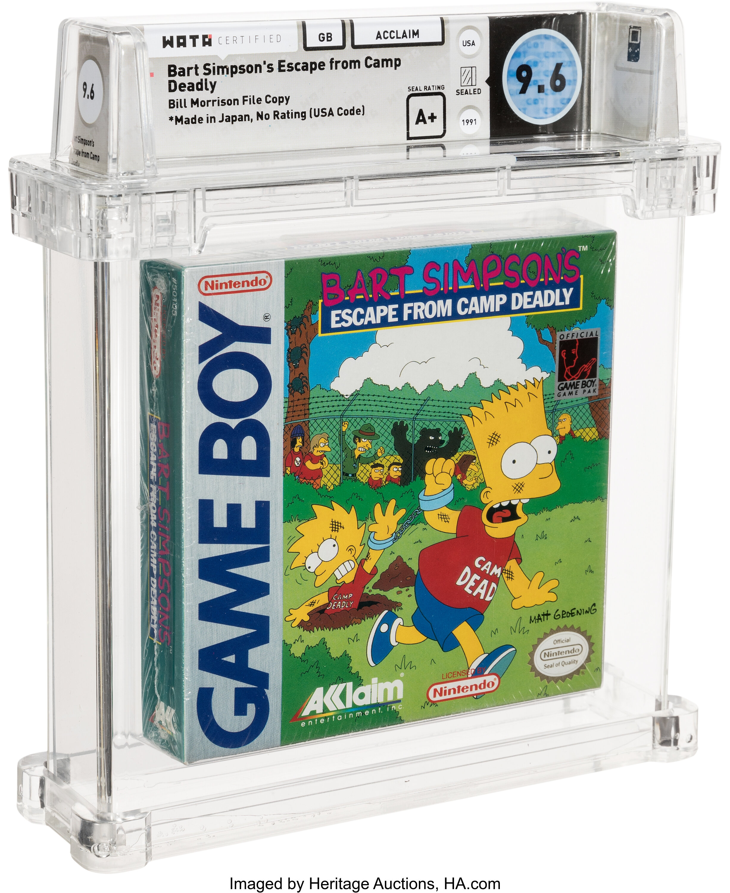 Bart Simpson's Escape from Camp Deadly - Wata 9.6 A+ Sealed GB, | Lot ...