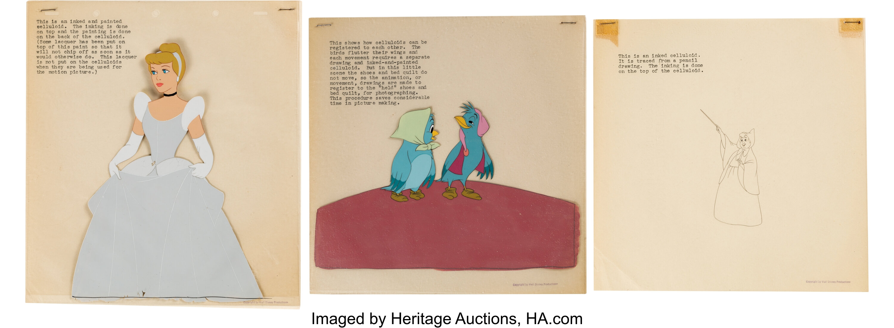 Cinderella Ink and Paint Instruction cels Group of 3 (Walt Disney ...