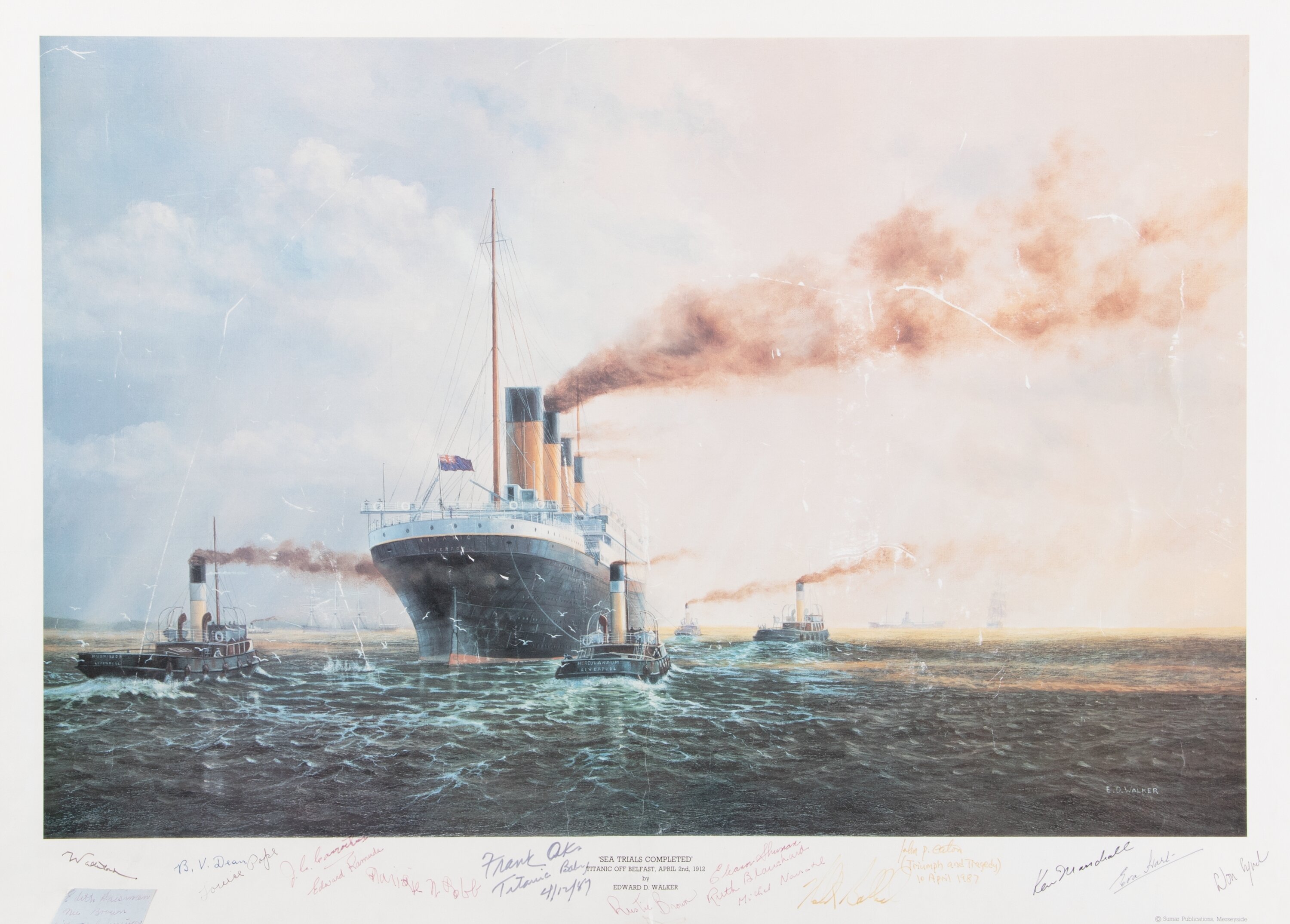 Titanic Lithographic Print Signed by (16) Survivors (ca. 1980s ...