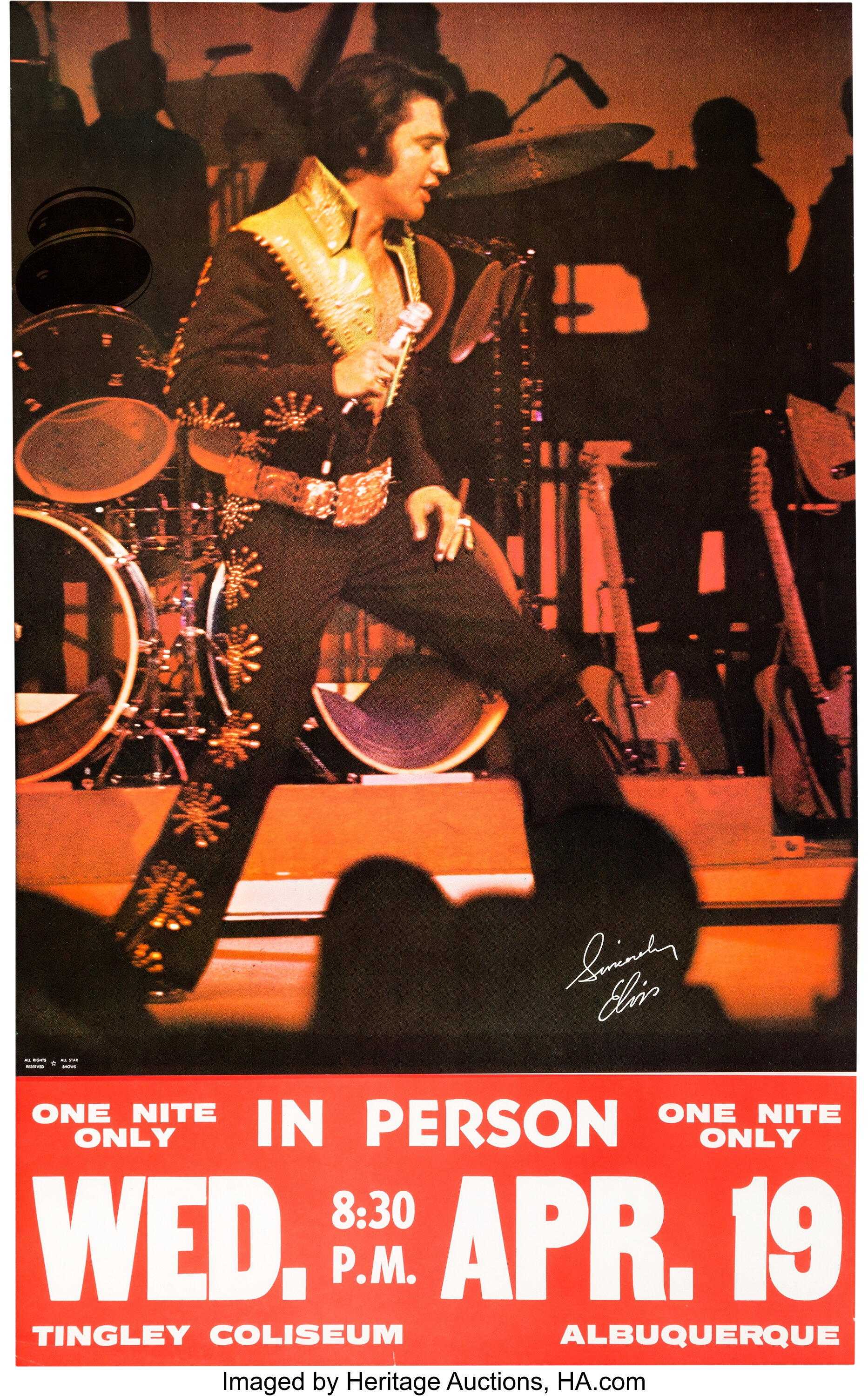 Elvis Presley 1972 Albuquerque, NM Large Paper Concert Poster ...