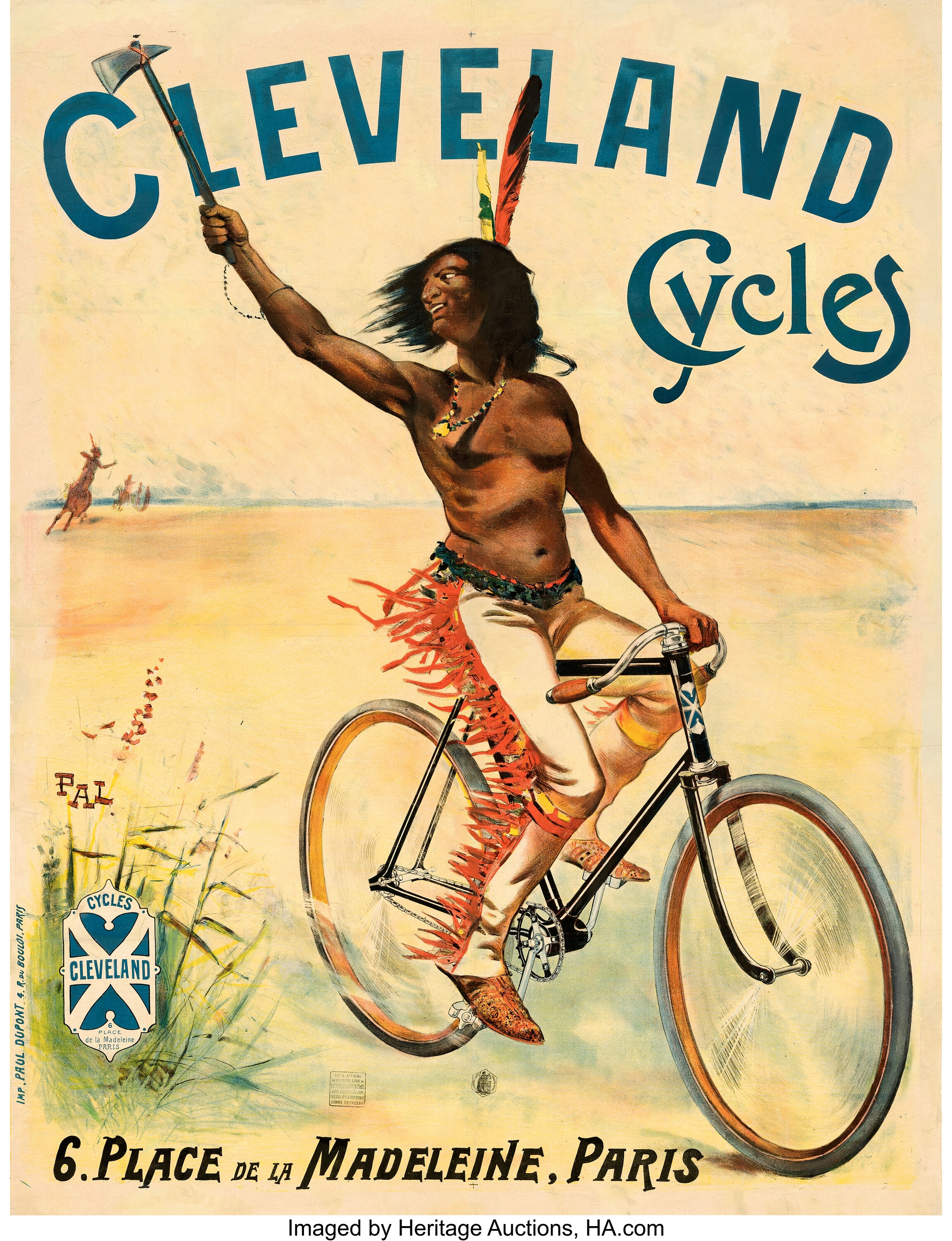 Cleveland Cycles (1890s). Fine on Linen. French Advertising Poster ...