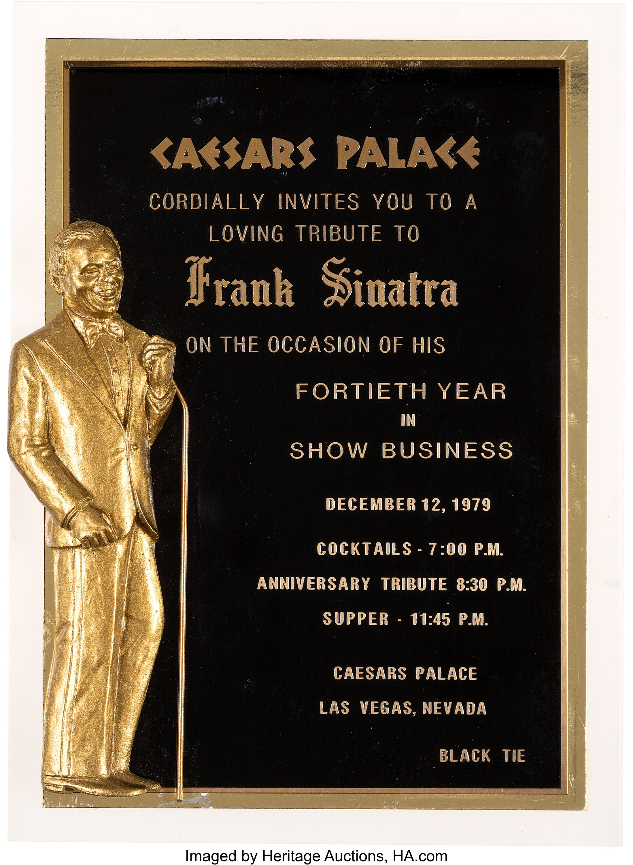 Frank Sinatra Personally Owned Invitation to Caesar's Palace | Lot ...