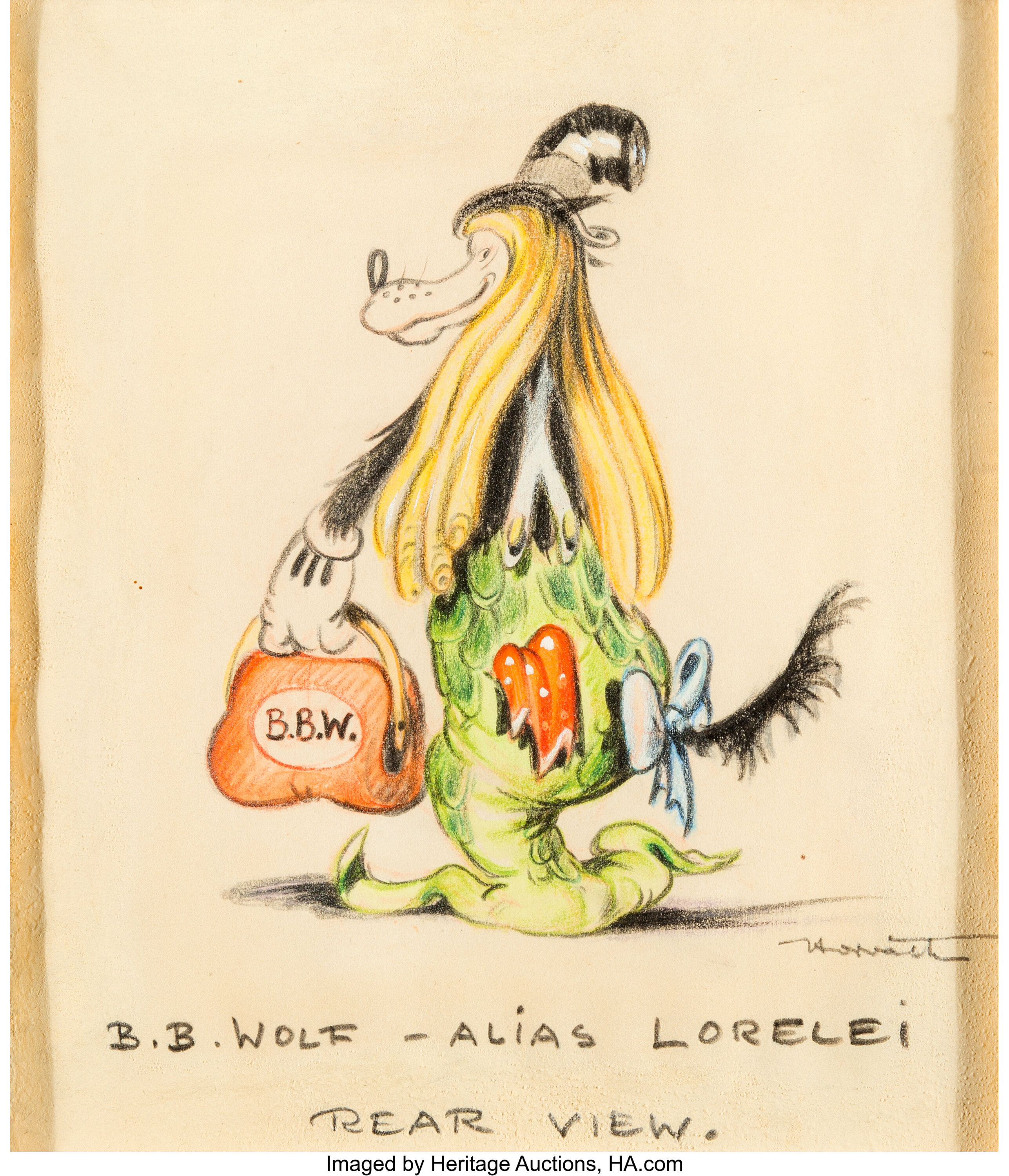 The Practical Pig Big Bad Wolf Concept/Character Drawing Signed by ...