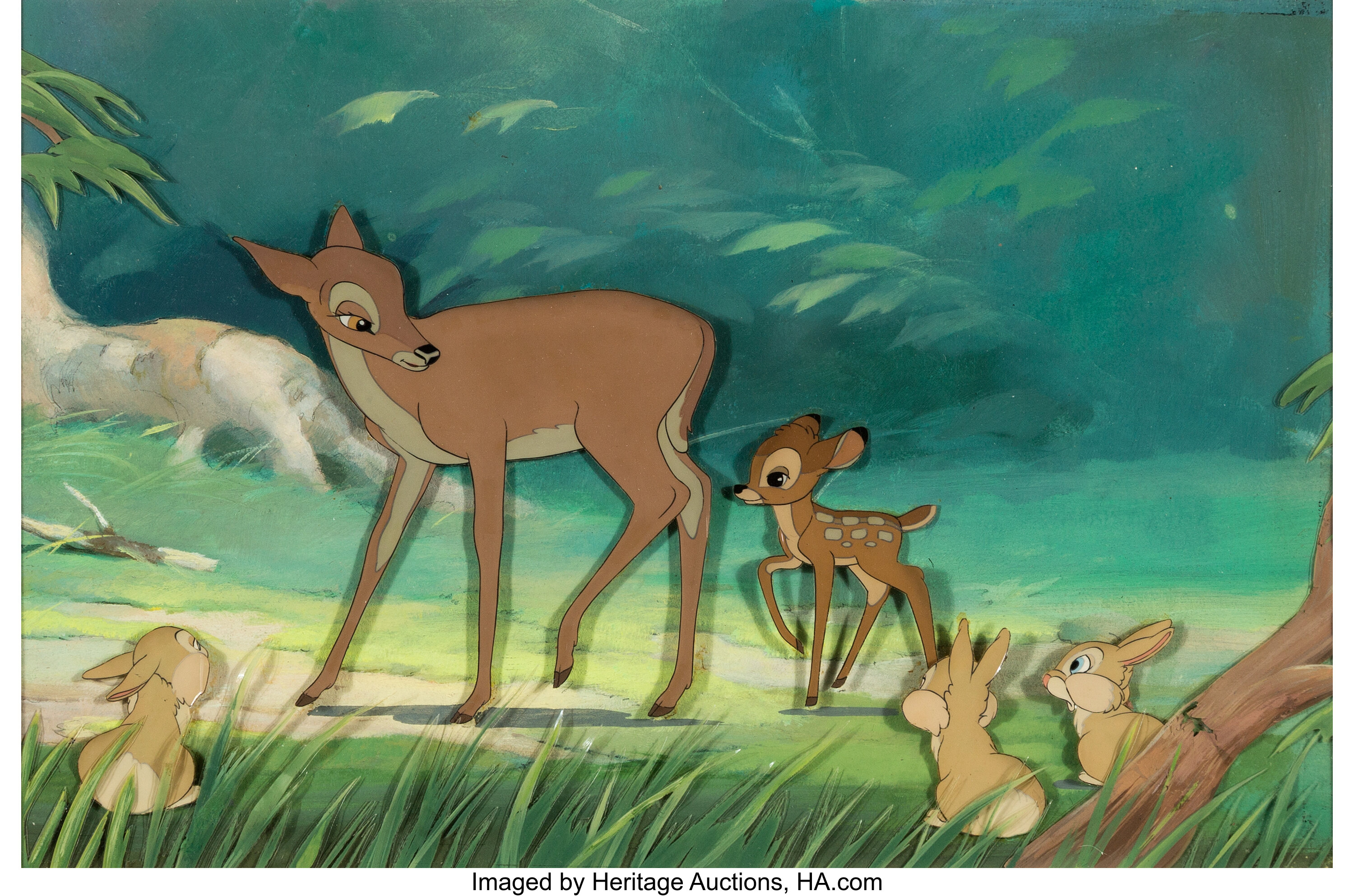 Bambi Production Cel Setup with Master Background (Walt Disney, | Lot ...