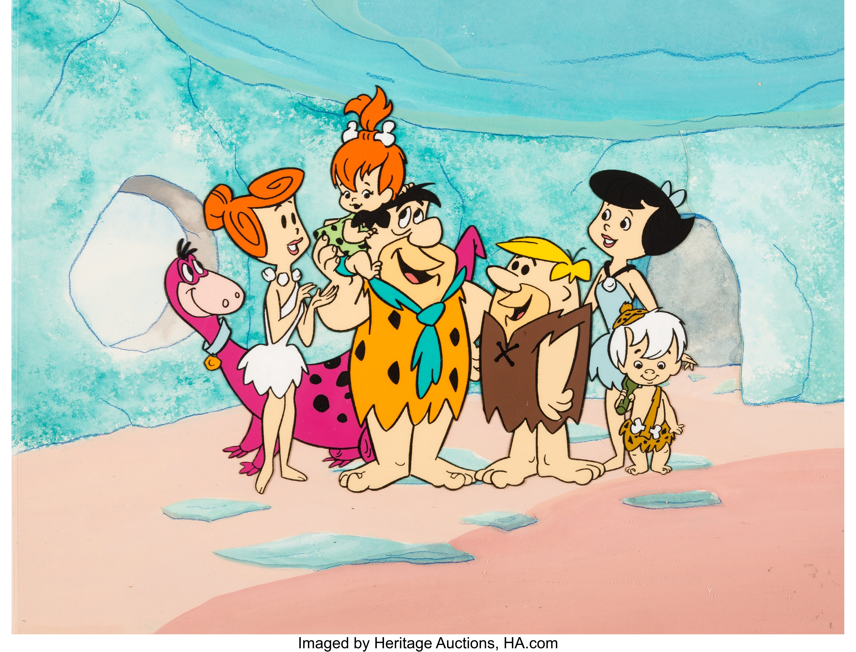The Flintstones and the Rubbles 7-Character Publicity Cel with | Lot ...