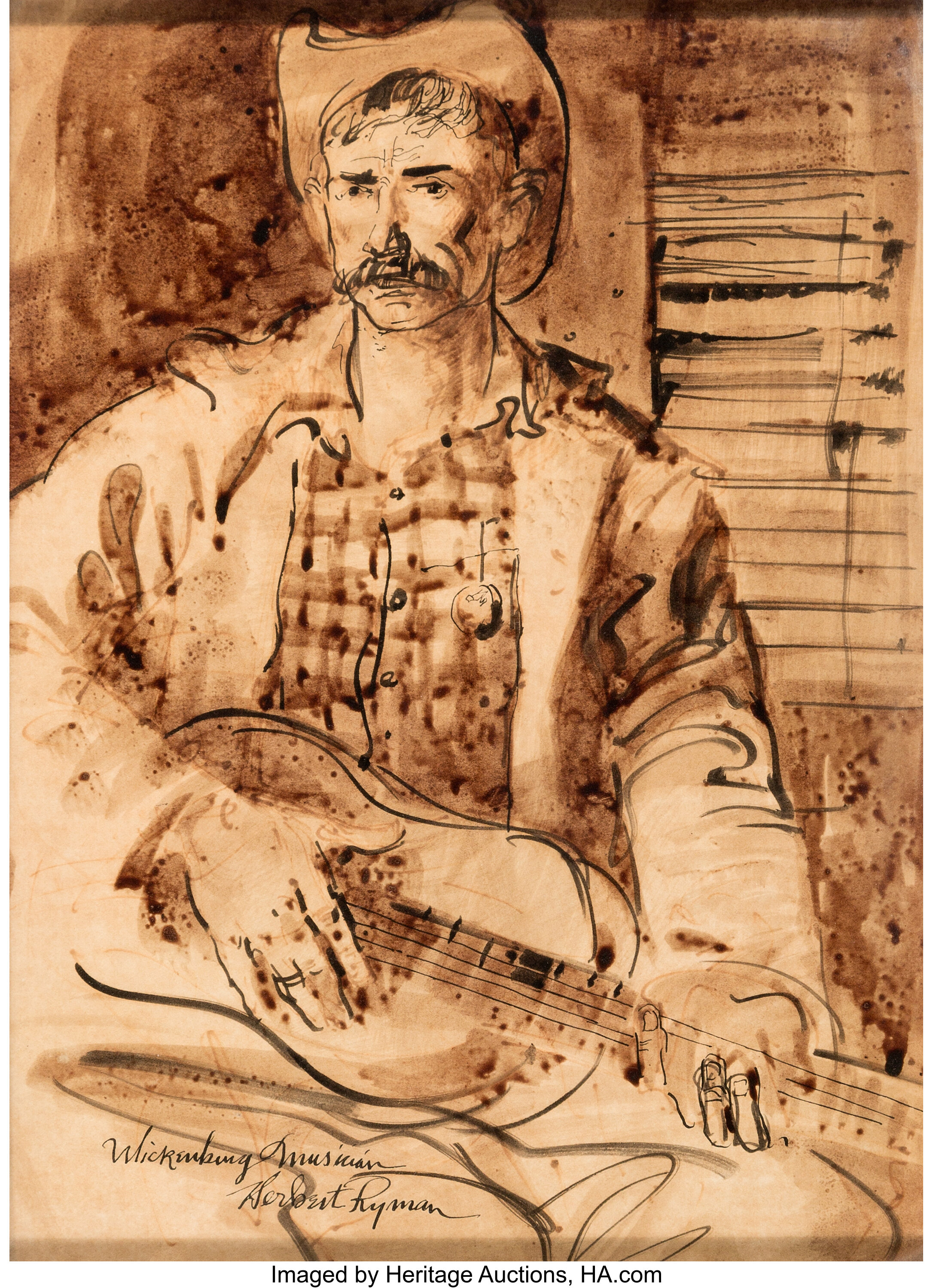 Herbert Ryman "Wickenburg Musician" Illustration (Walt Disney, | Lot ...