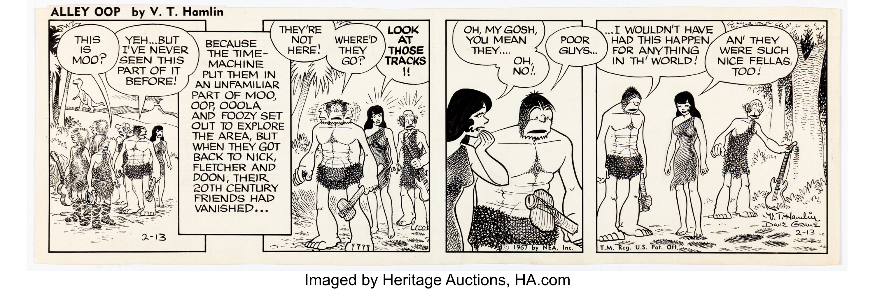 V.T. Hamlin and Dave Graue Alley Oop Daily Comic Strip Original Art ...