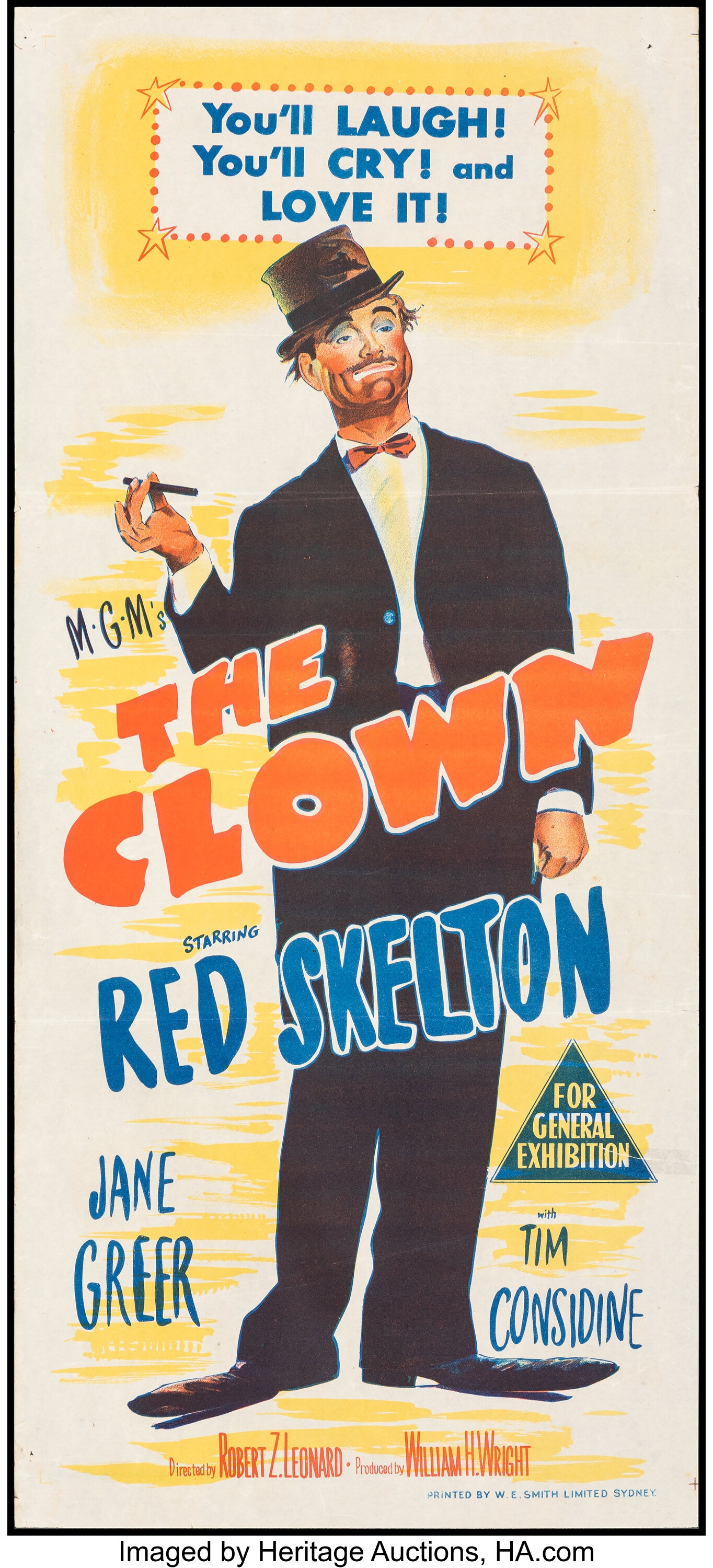 The Clown (MGM, 1953). Folded, Fine/Very Fine. Australian Daybill | Lot ...