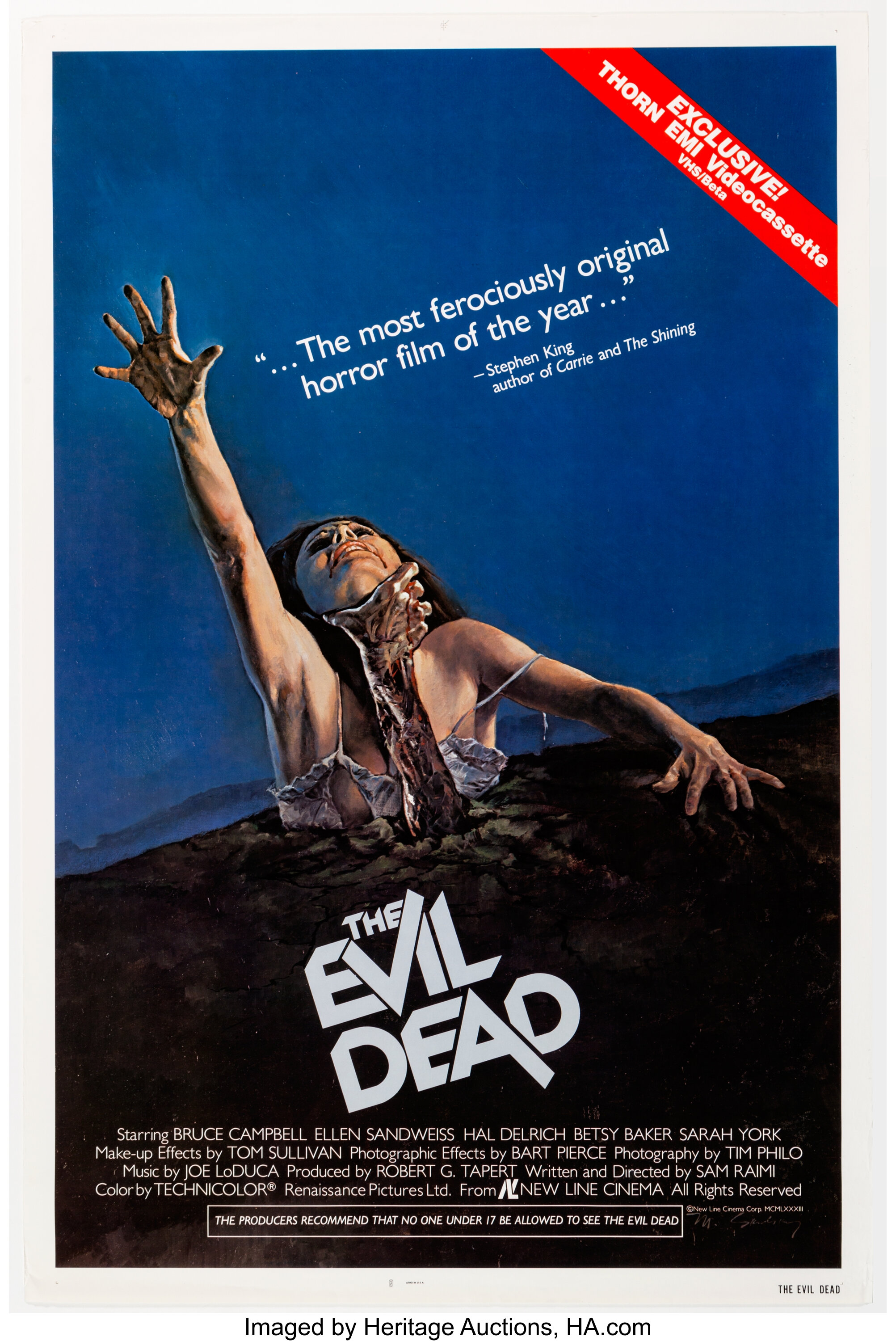 The Evil Dead Thorn EMI VHS/Beta Movie Poster One Sheet (New Line ...