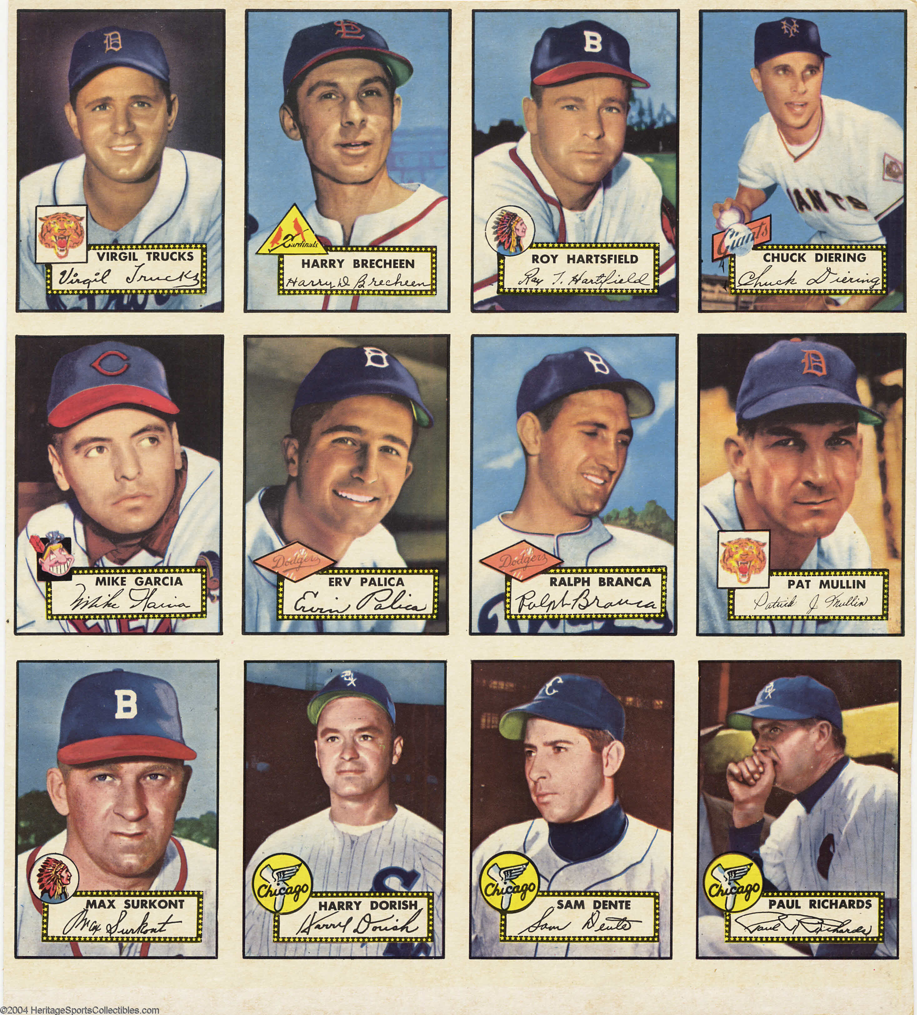 Baseball 1952 Topps 12 Card Uncut Sheet UnCertified. ... Baseball | Lot ...