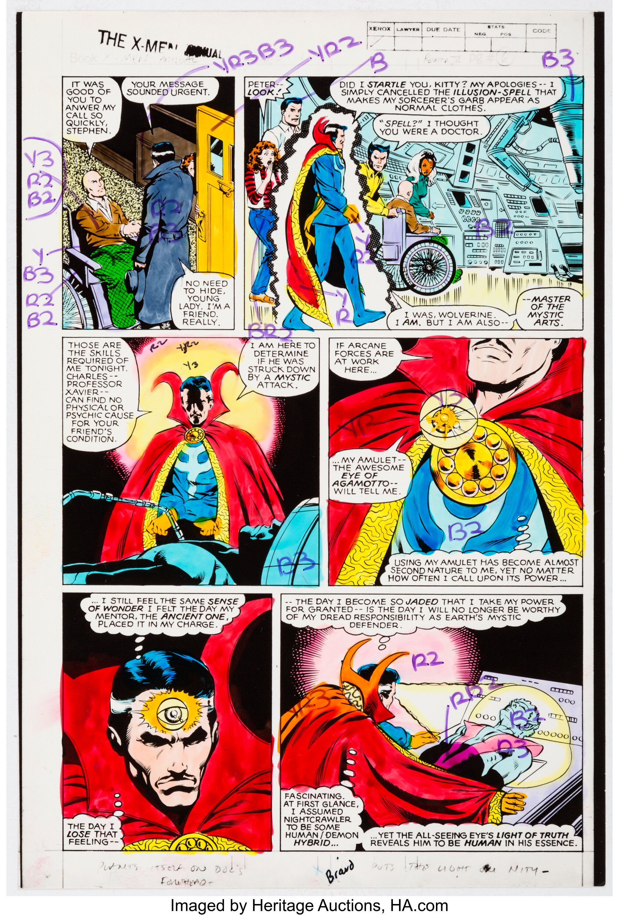 Glynis Oliver X-Men Annual #4 Story Page 6 Production Color Guide | Lot ...
