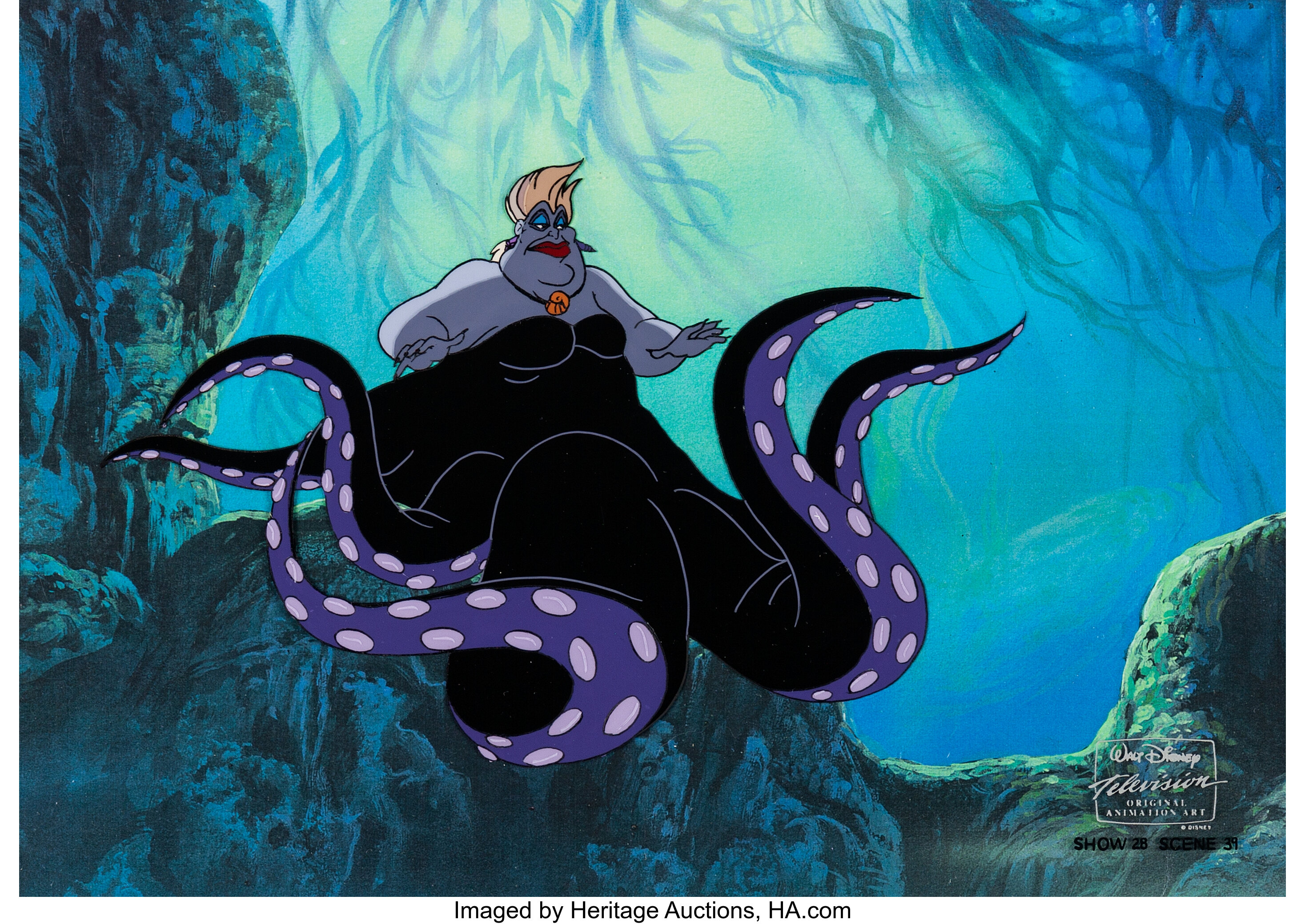 Disney's The Little Mermaid "Heroes" Ursula Production Cel (Walt | Lot ...