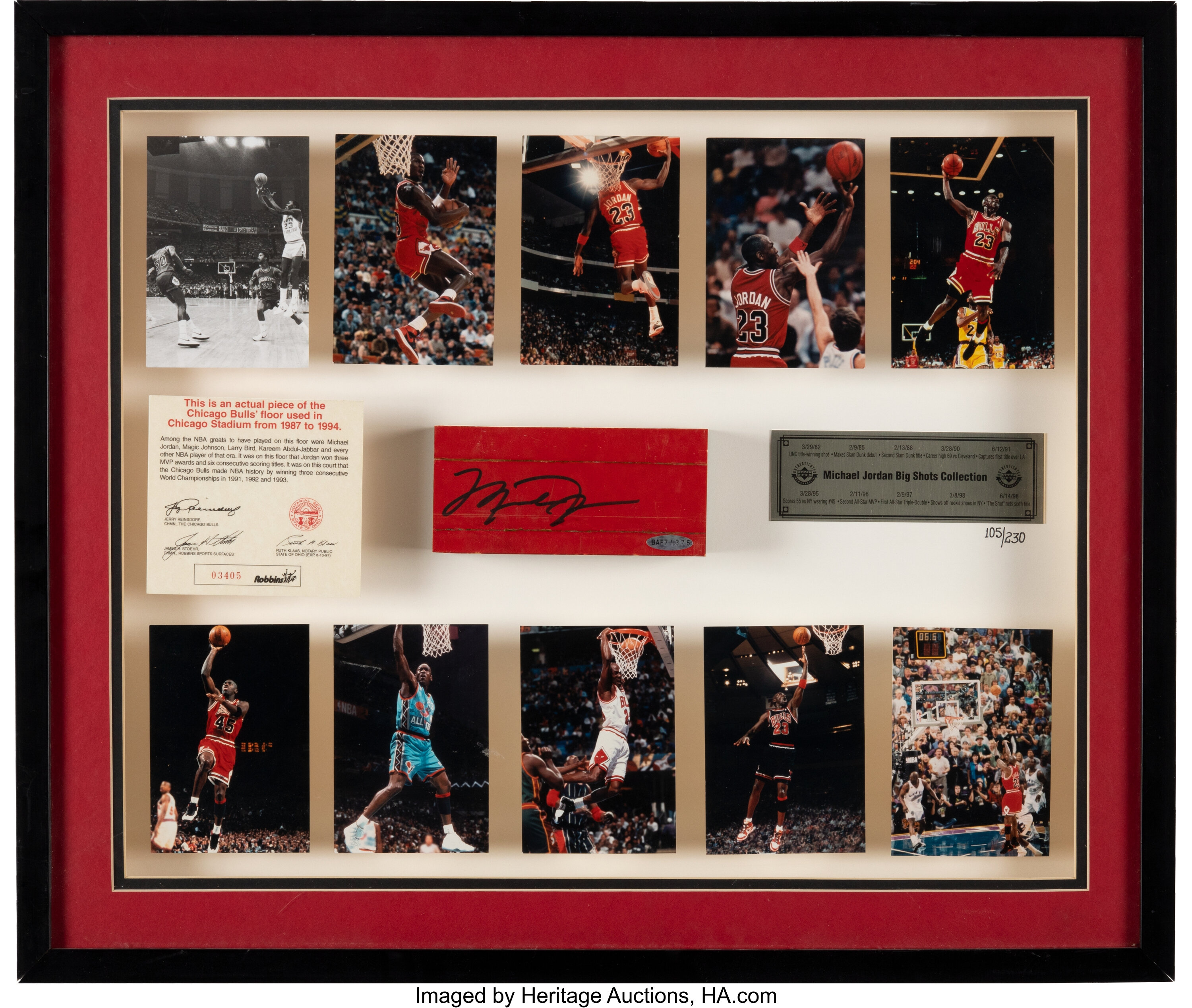 Circa 2000 Michael Jordan Signed Chicago Stadium Floor UDA Limited ...