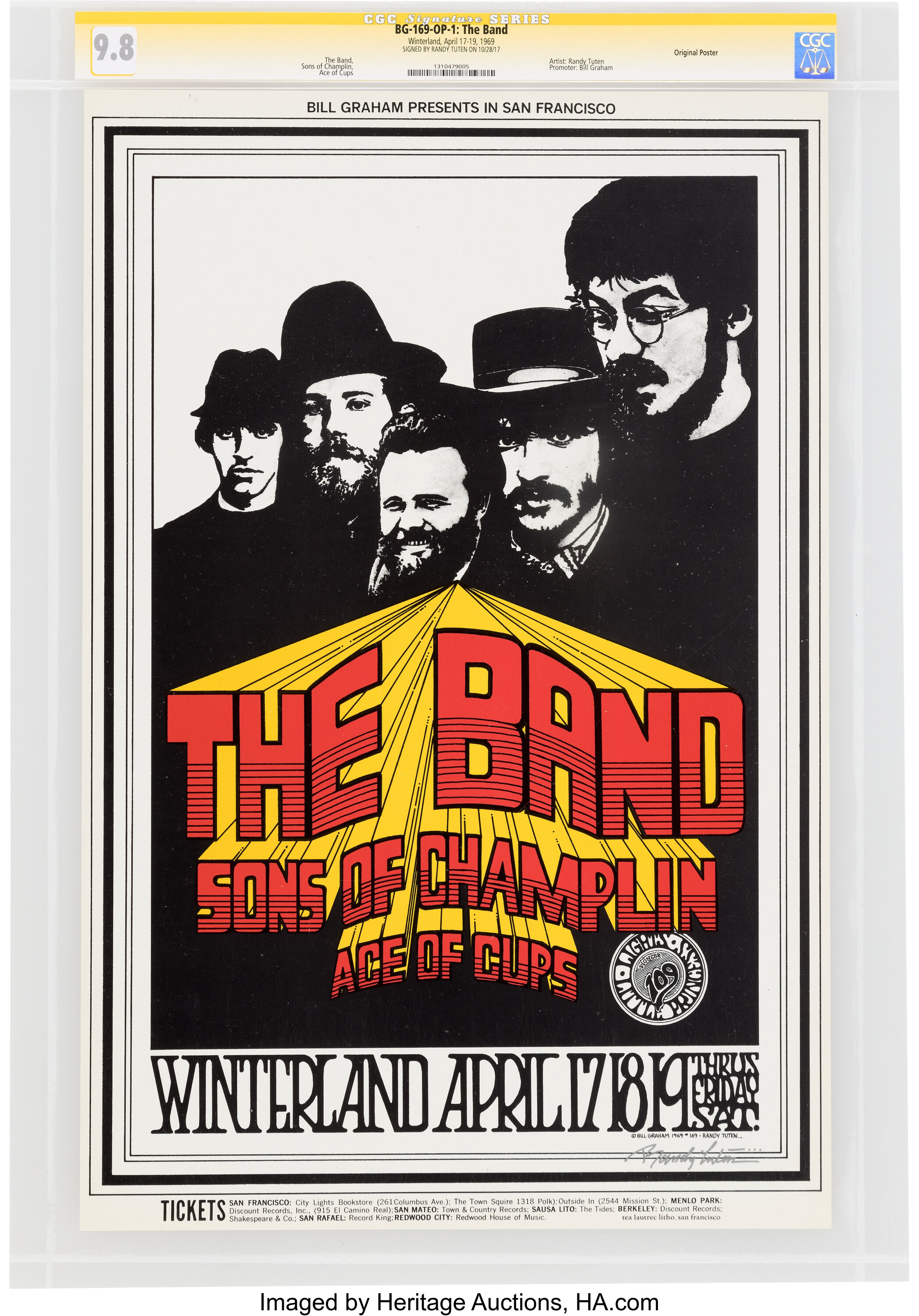 BG-169 The Band 1969 Winterland Concert Poster Signed by Tuten, | Lot ...