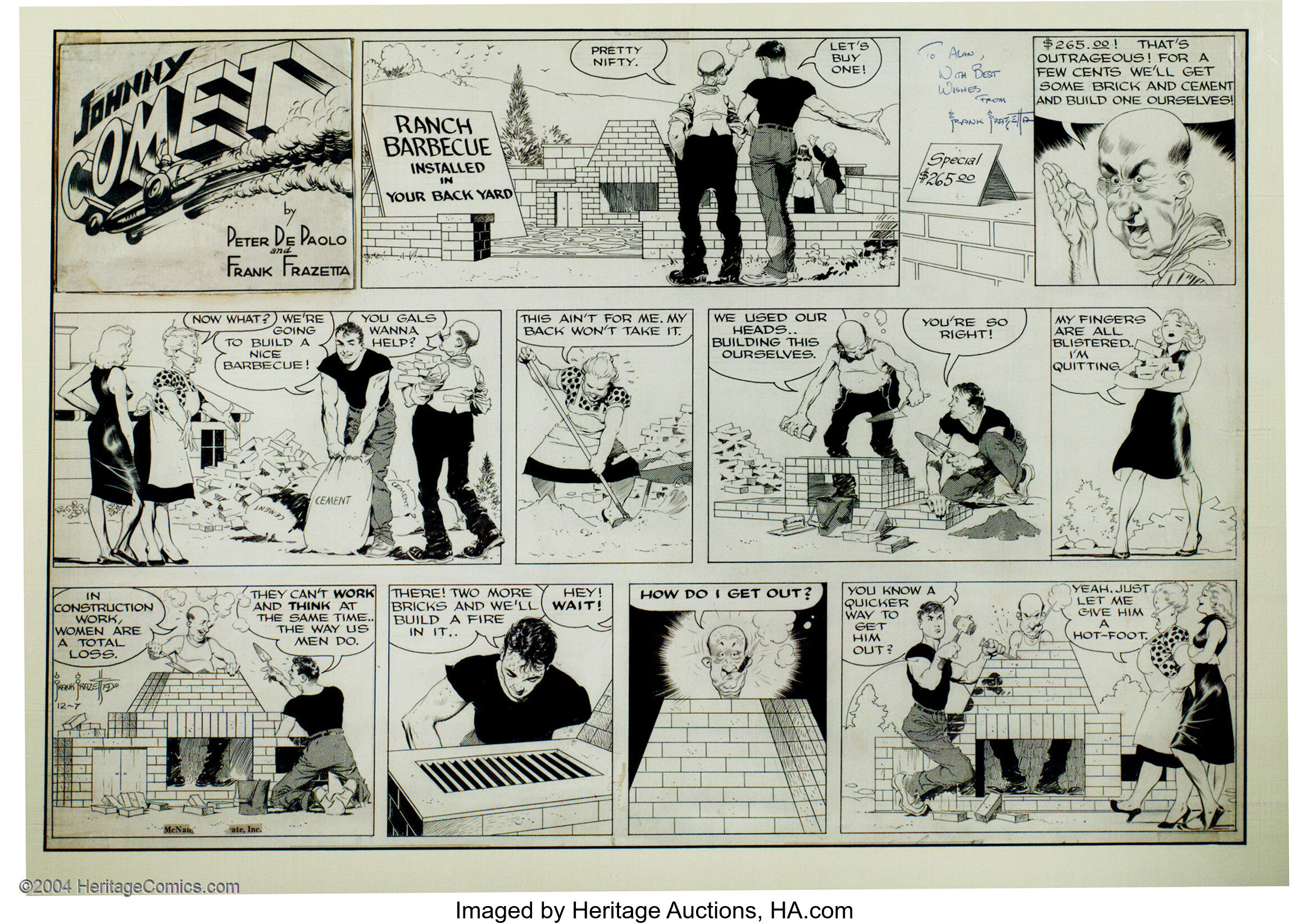 Frank Frazetta - Original Comic Strip Art for Johnny Comet Sunday | Lot ...