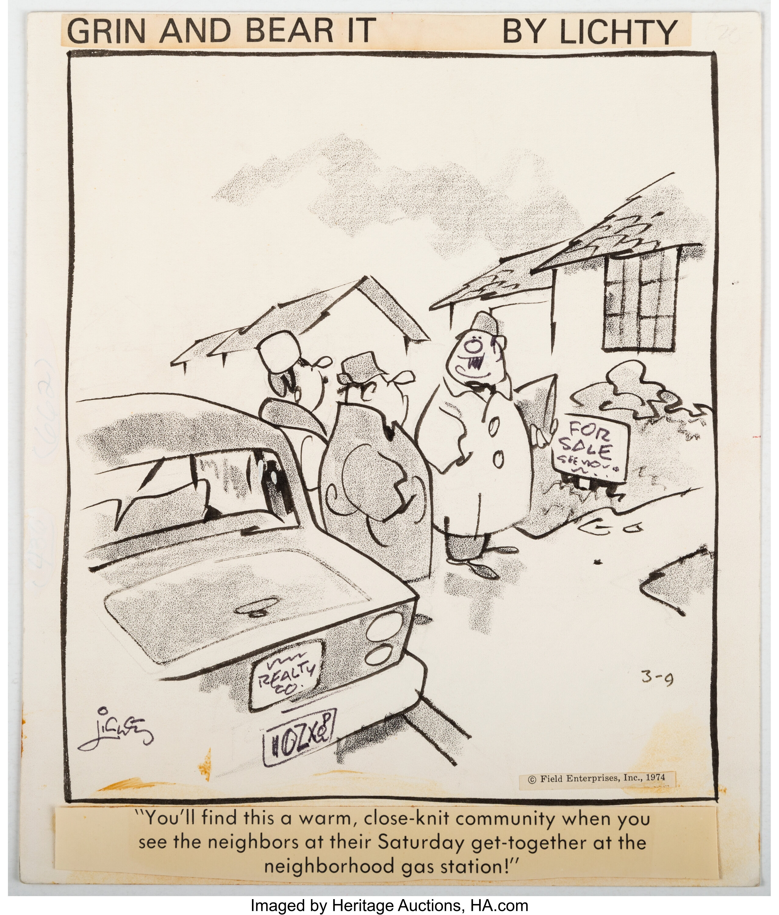 George "Lichty" Lichtenstein Grin and Bear It Single Panel Comic | Lot ...