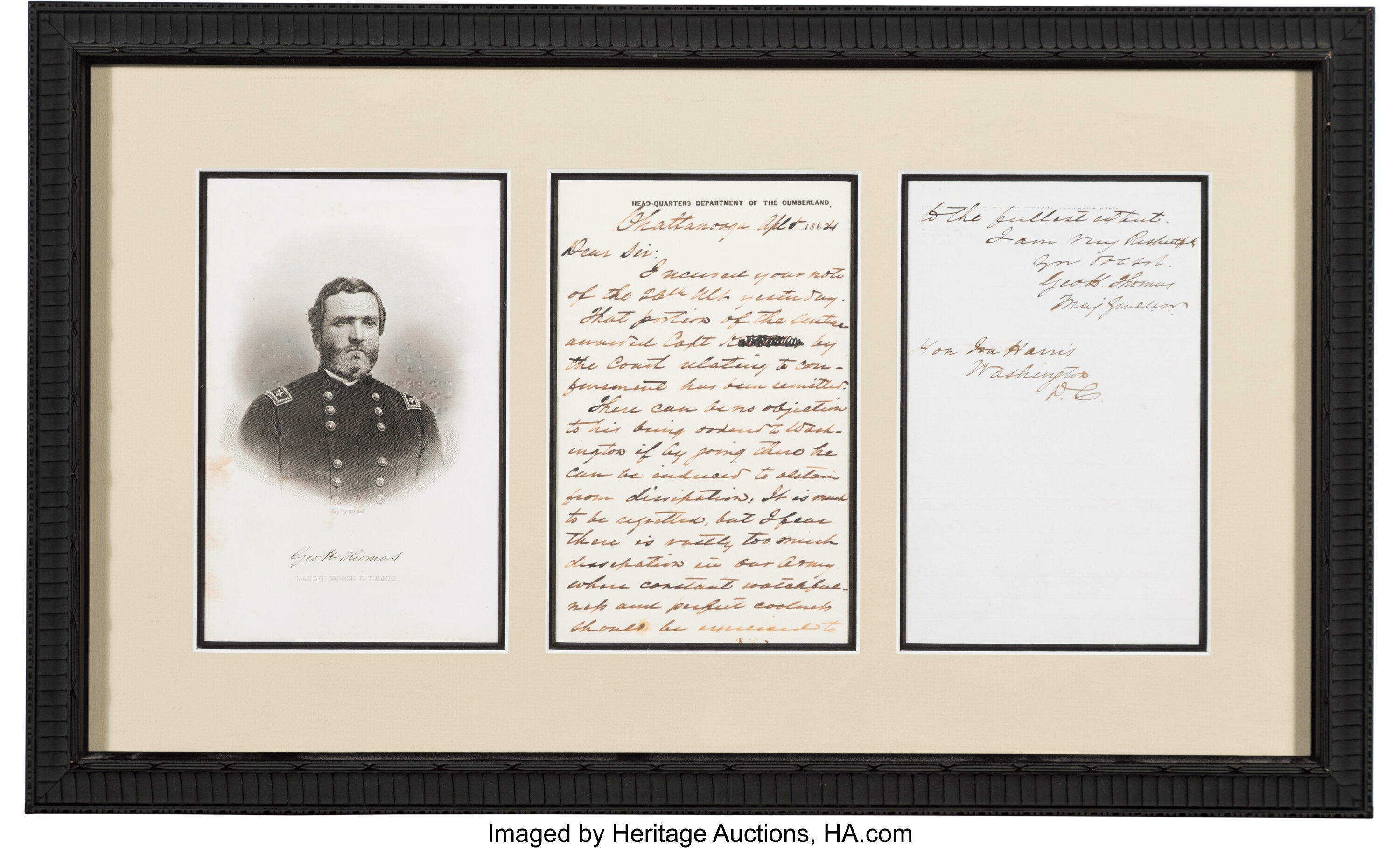 George H. Thomas Autograph Letter Signed. ... Autographs Military | Lot ...