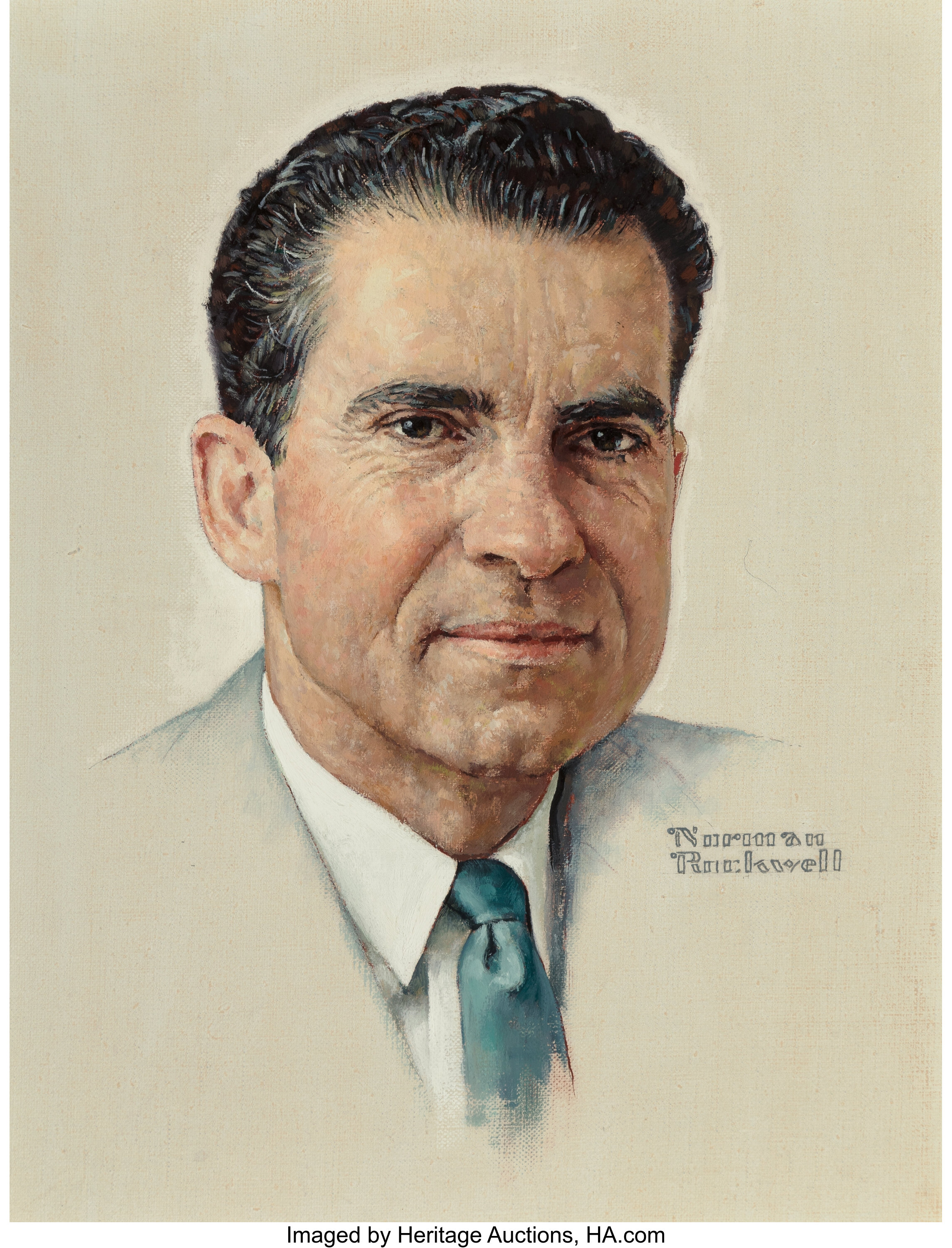 Norman Rockwell (American, 1894-1978). Portrait of Richard Nixon, | Lot ...