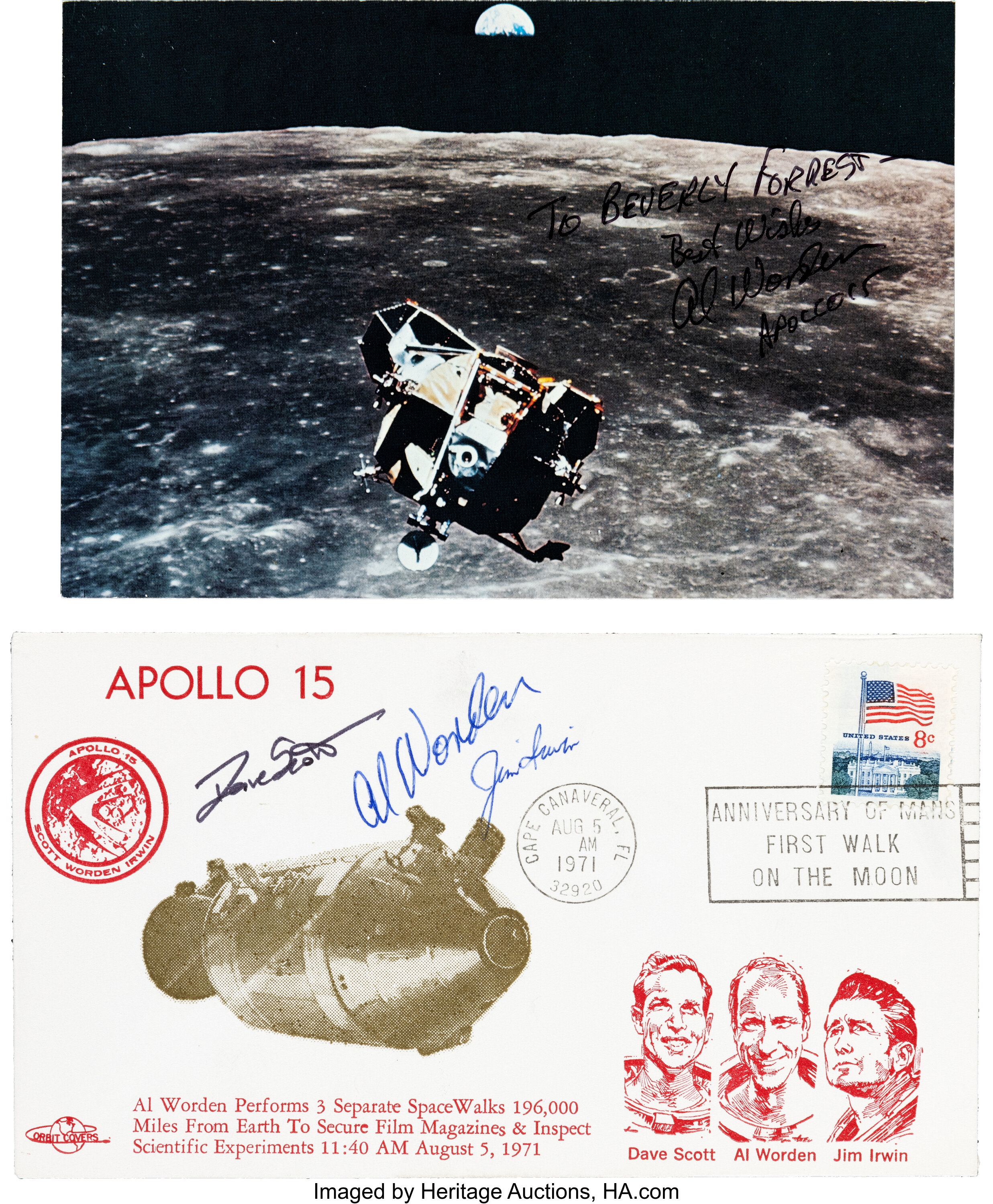Apollo 15 Crew-Signed Spacewalk Cover.... Space Exploration Cover | Lot ...