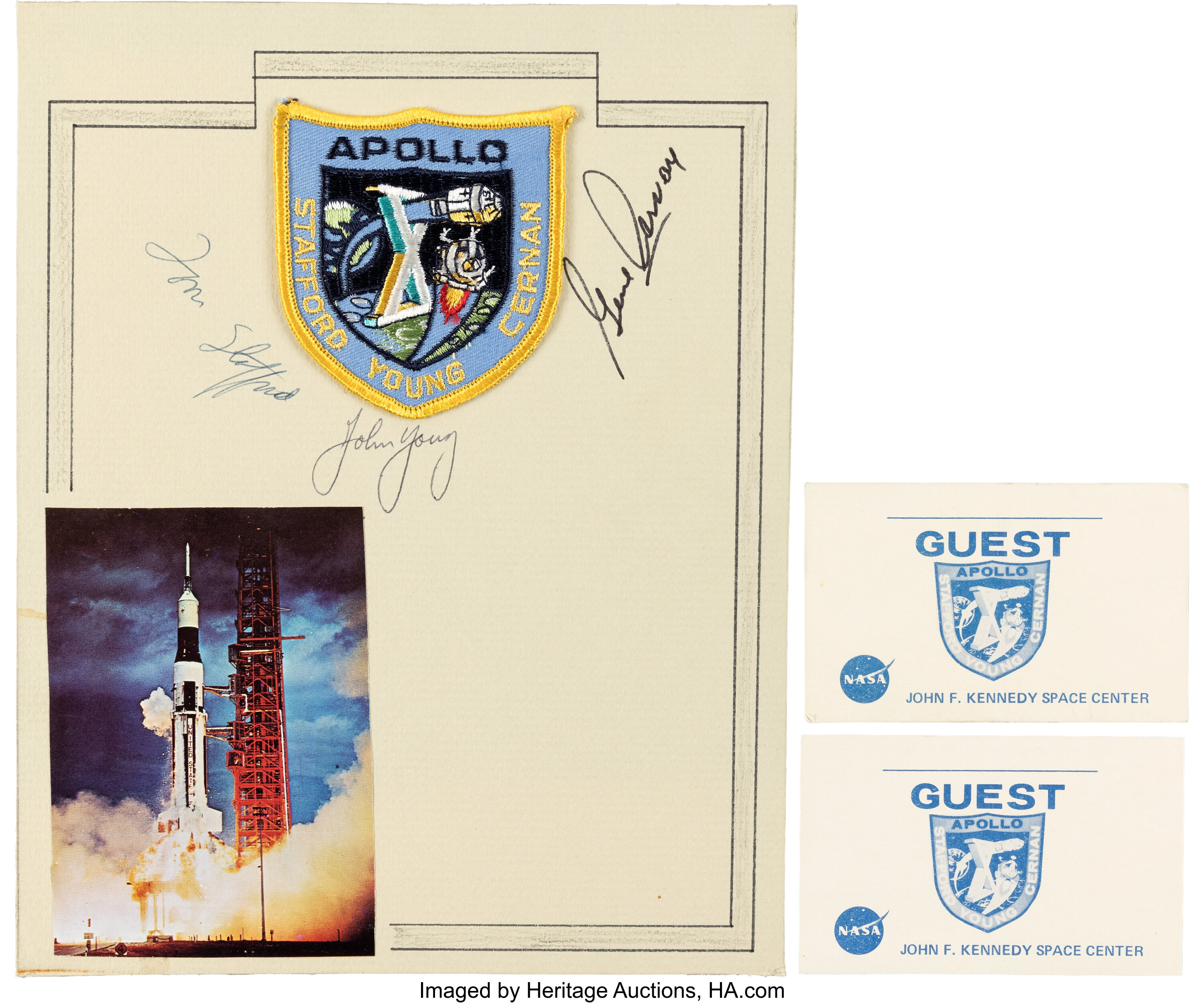 Apollo 10: Crew Signed Display with Patch with Accompanying | Lot ...