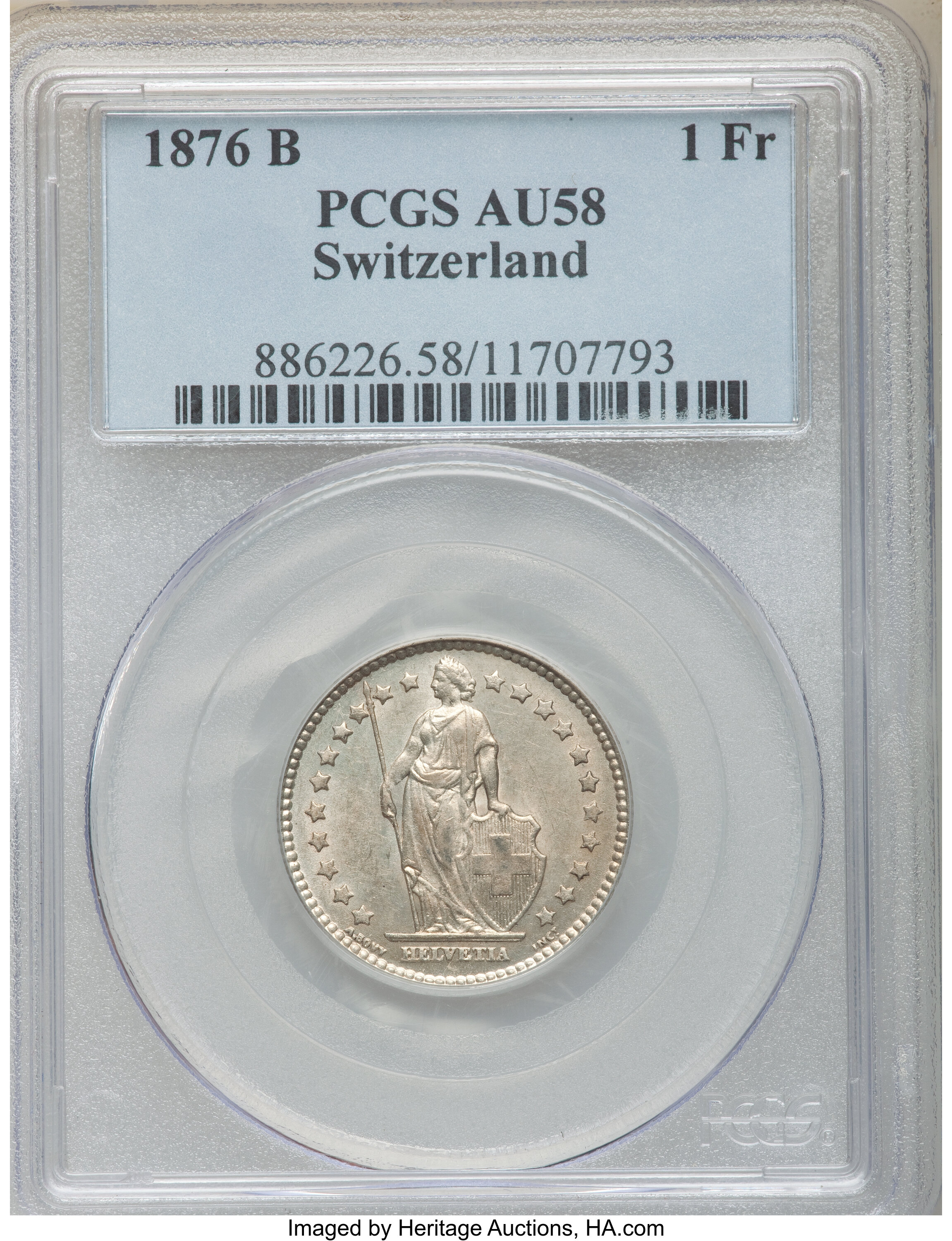 Switzerland: Confederation Franc 1876-B AU58 PCGS,... Switzerland | Lot ...