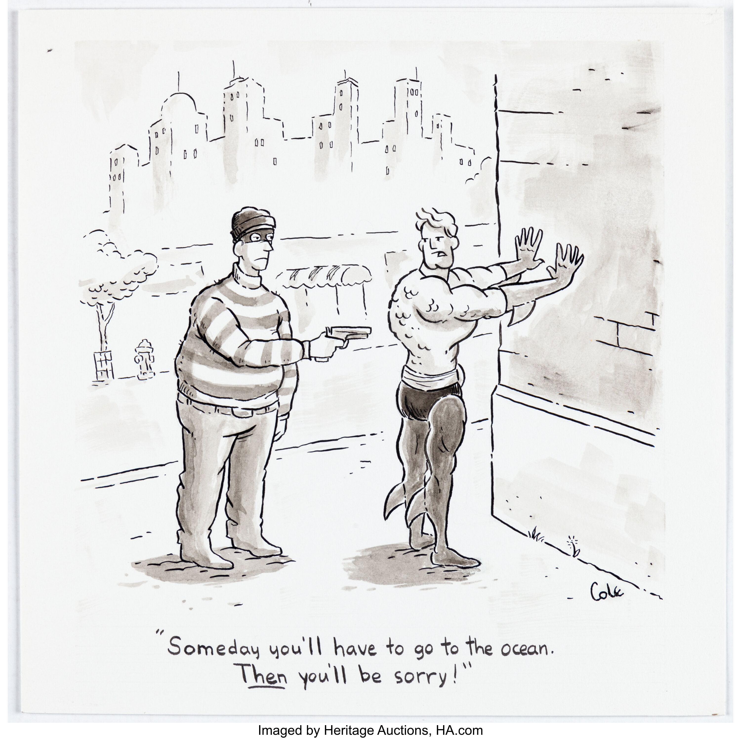Tyson Cole -Aquaman Single Panel Gag Comic Strip Original Art | Lot ...