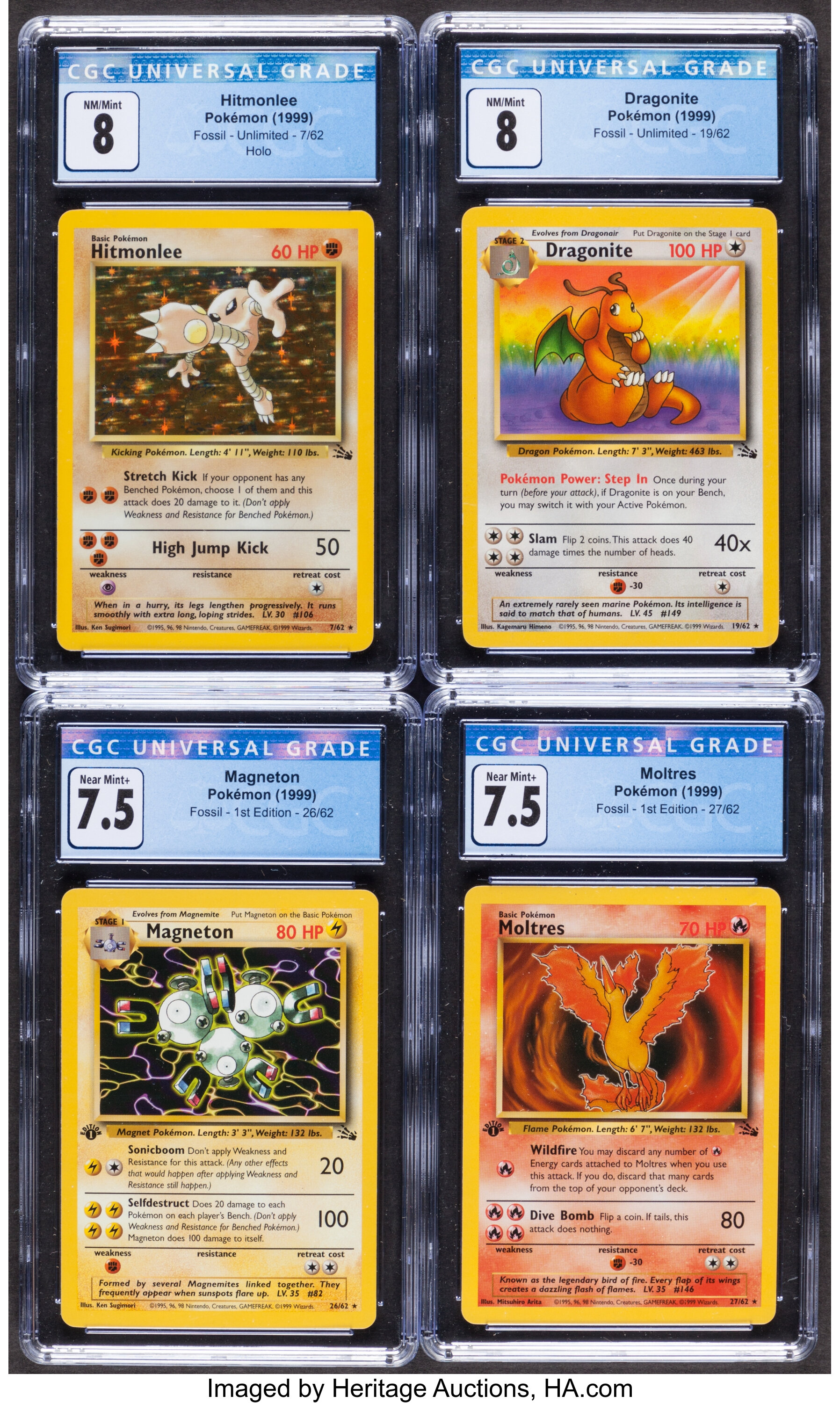 Pokémon First Edition and Unlimited Fossil Set Trading Cards Group ...