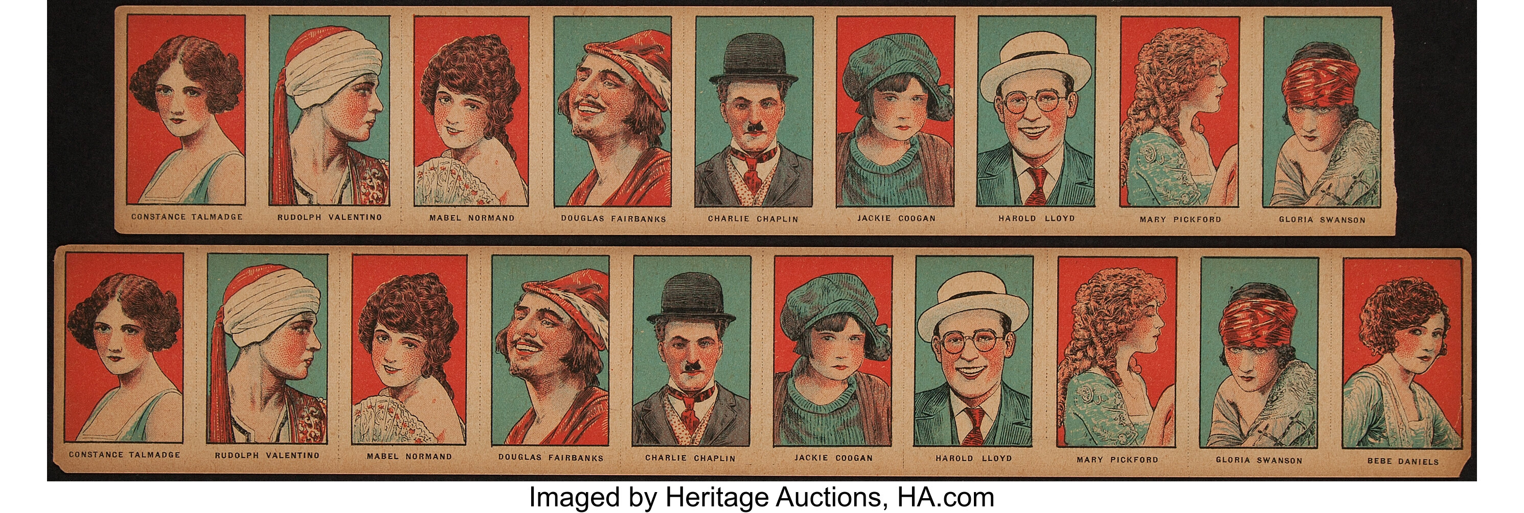 1921 W551 Hollywood Actors Strip Cards Uncut Strips (19).... | Lot ...