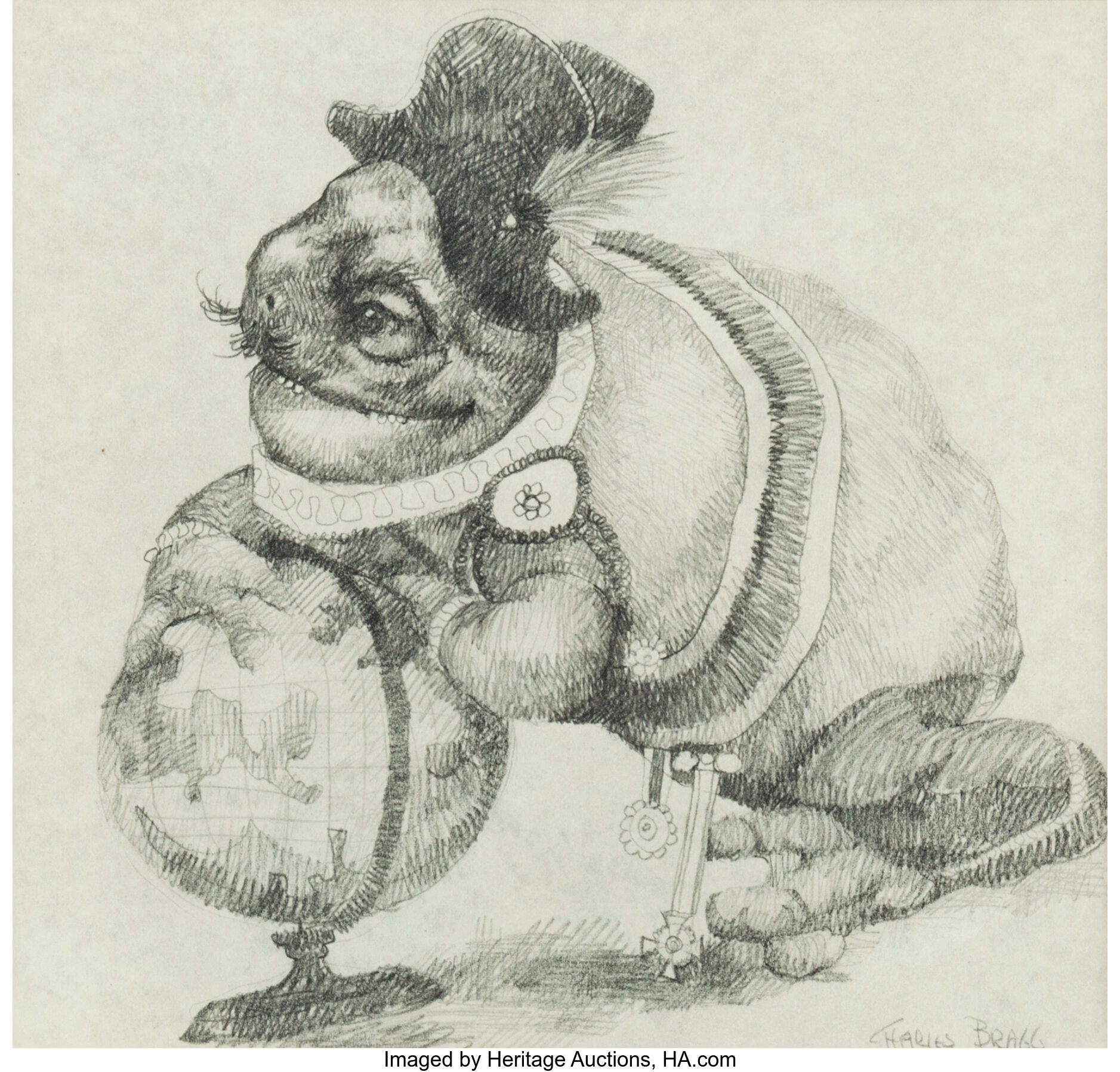 Charles Bragg - Frog with Globe Illustration Original Art | Lot #48019 ...