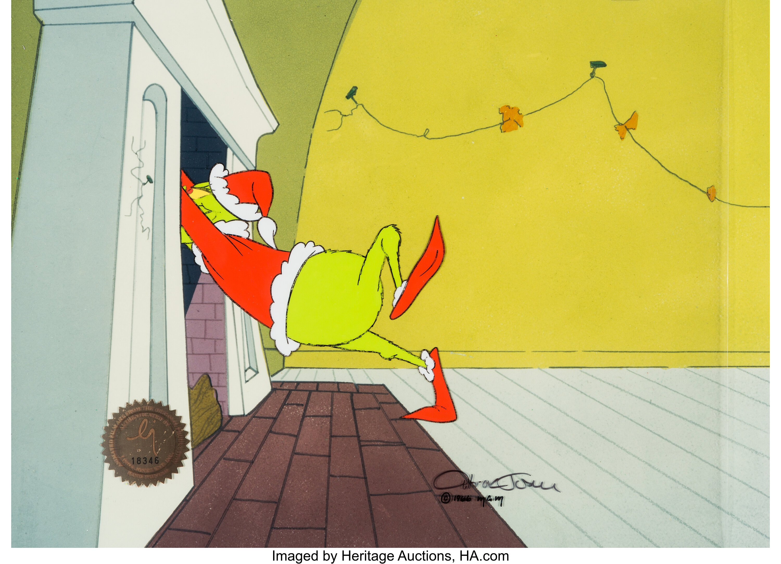 Dr. Seuss' How the Grinch Stole Christmas Grinch at the Fireplace | Lot ...