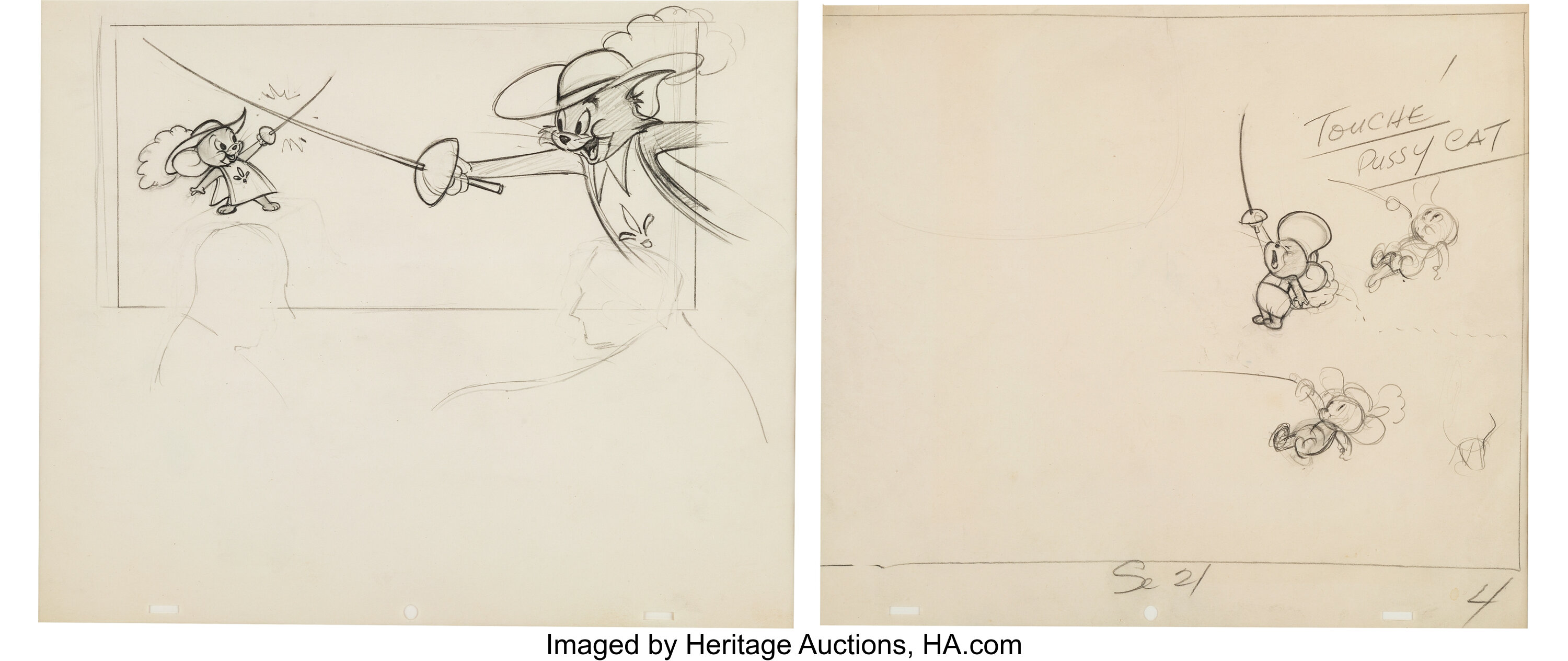 Touché, Pussycat Tom, Jerry, and Tuffy Layout Drawings Group of 2 | Lot ...