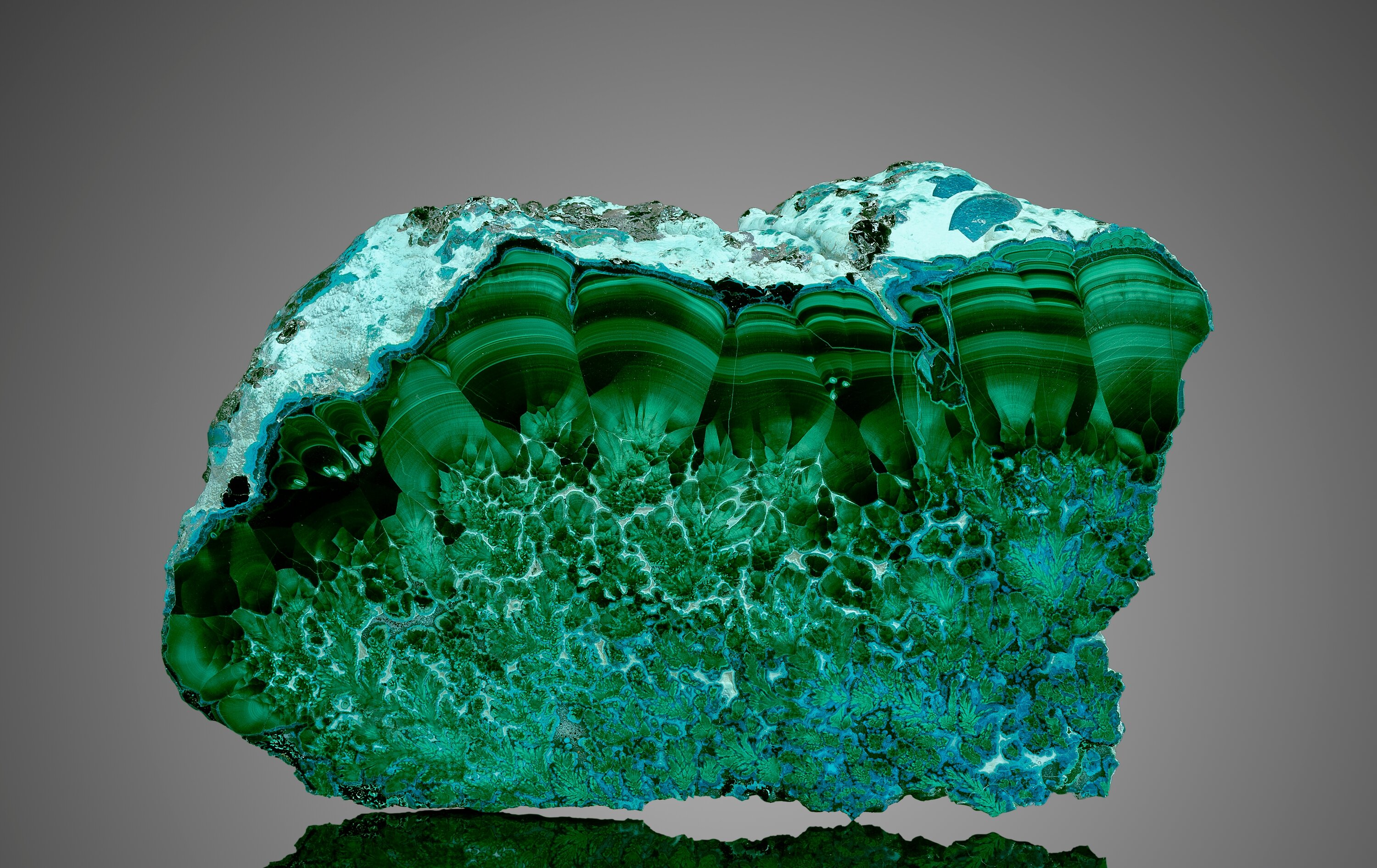 Polished Malachite with Chrysocolla End Cut. L'Etoile du Congo Mine ...