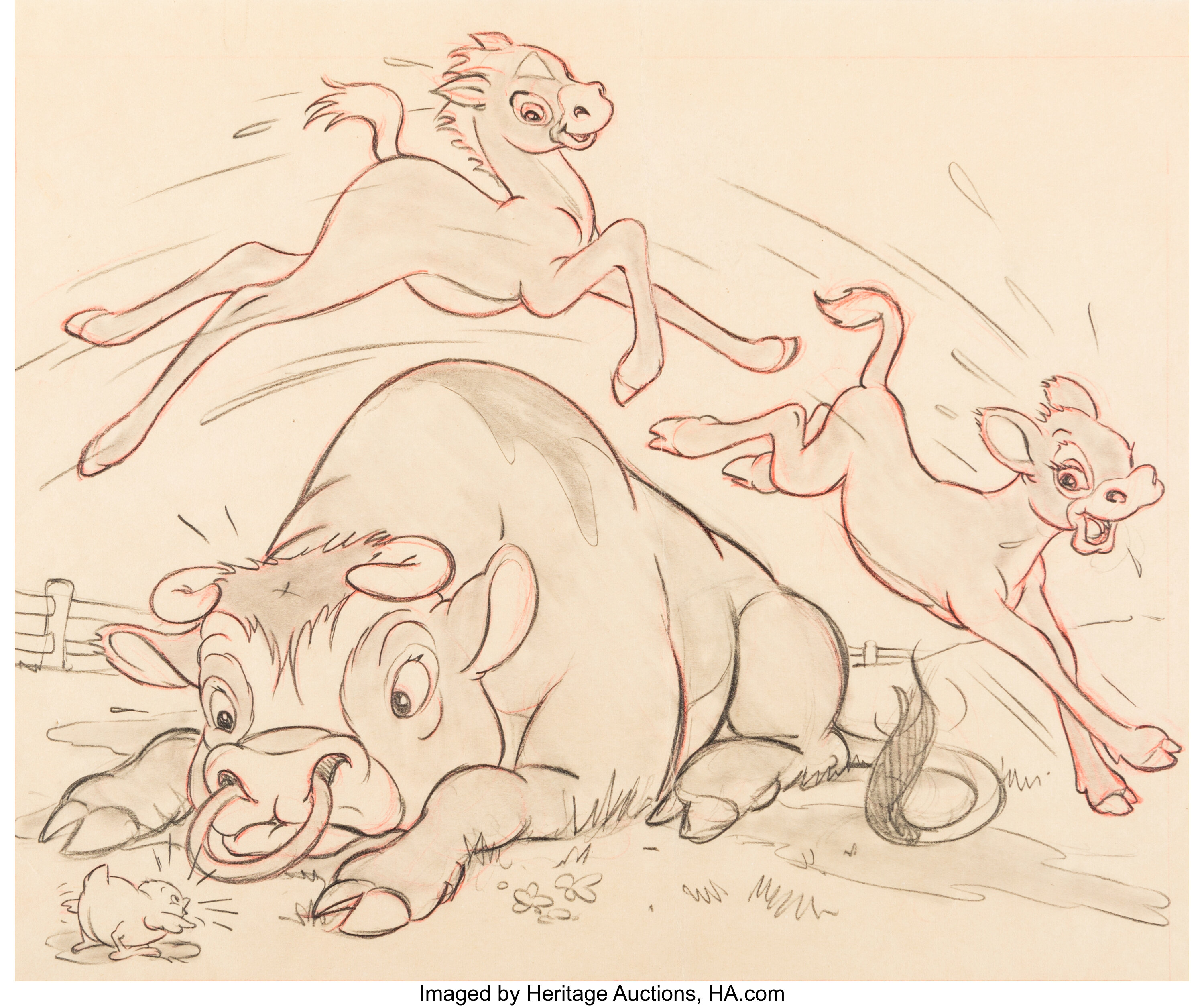 Farmyard Symphony Publicity Drawing by Hank Porter (Walt Disney, | Lot ...