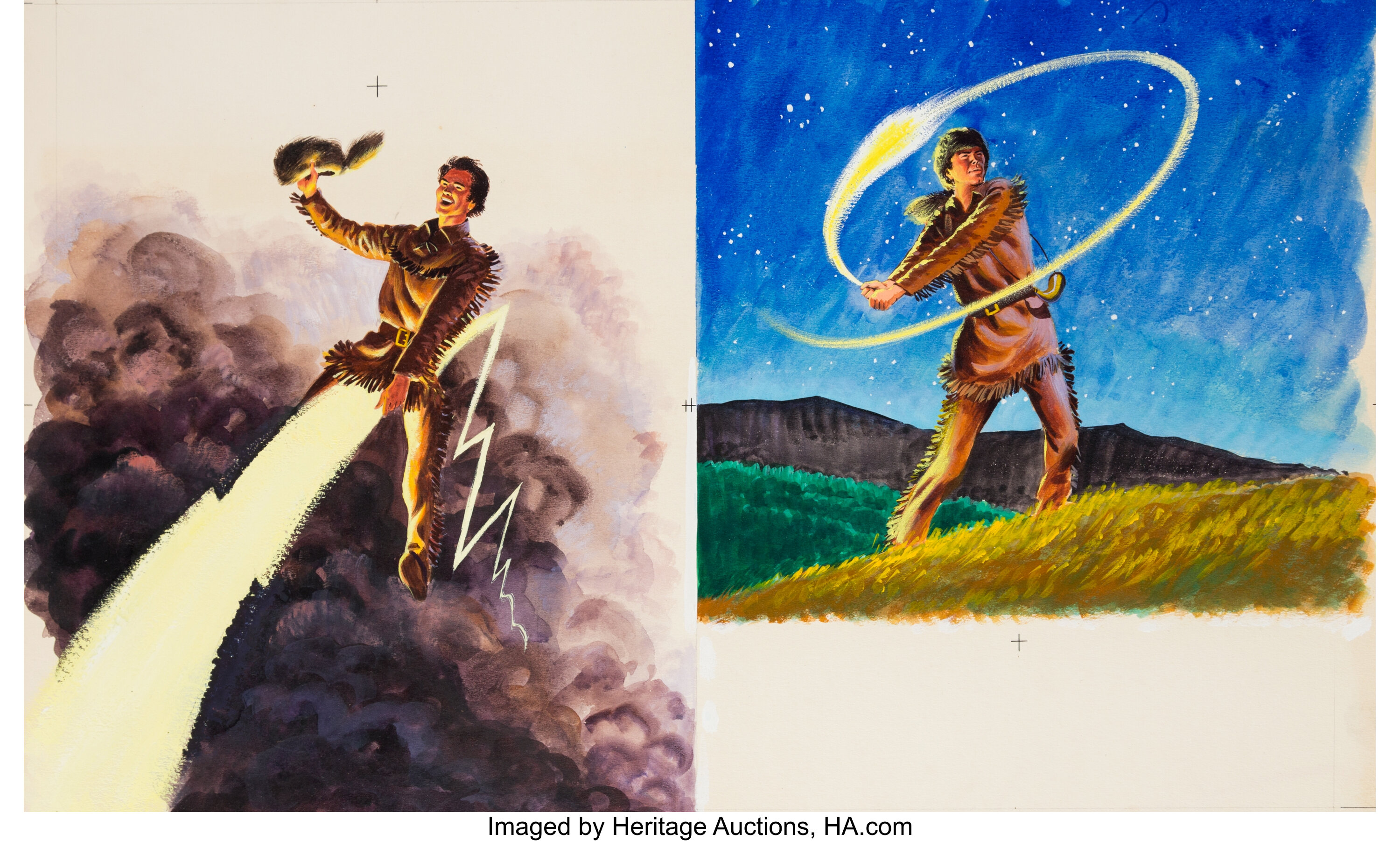 Davy Crockett, King of the Wild Frontier Double-Page Illustrations ...