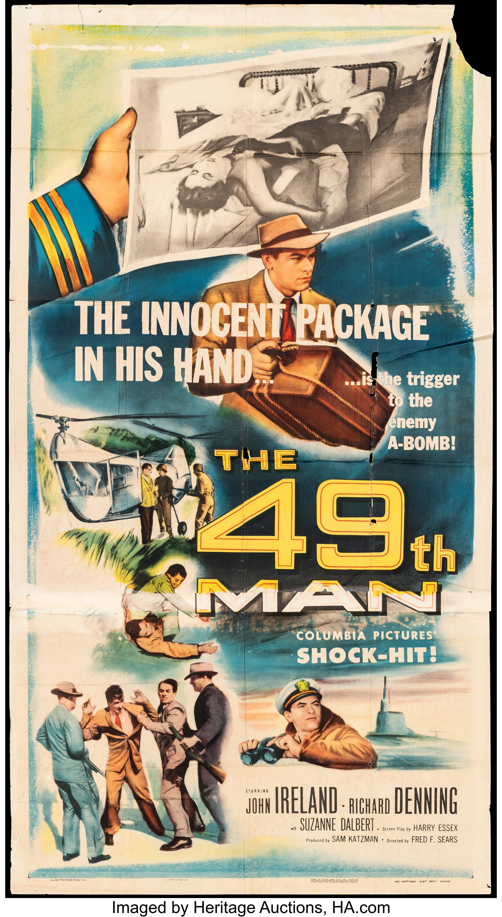 The 49th Man (Columbia, 1953). Folded, Fine. Three Sheet (40" X | Lot ...