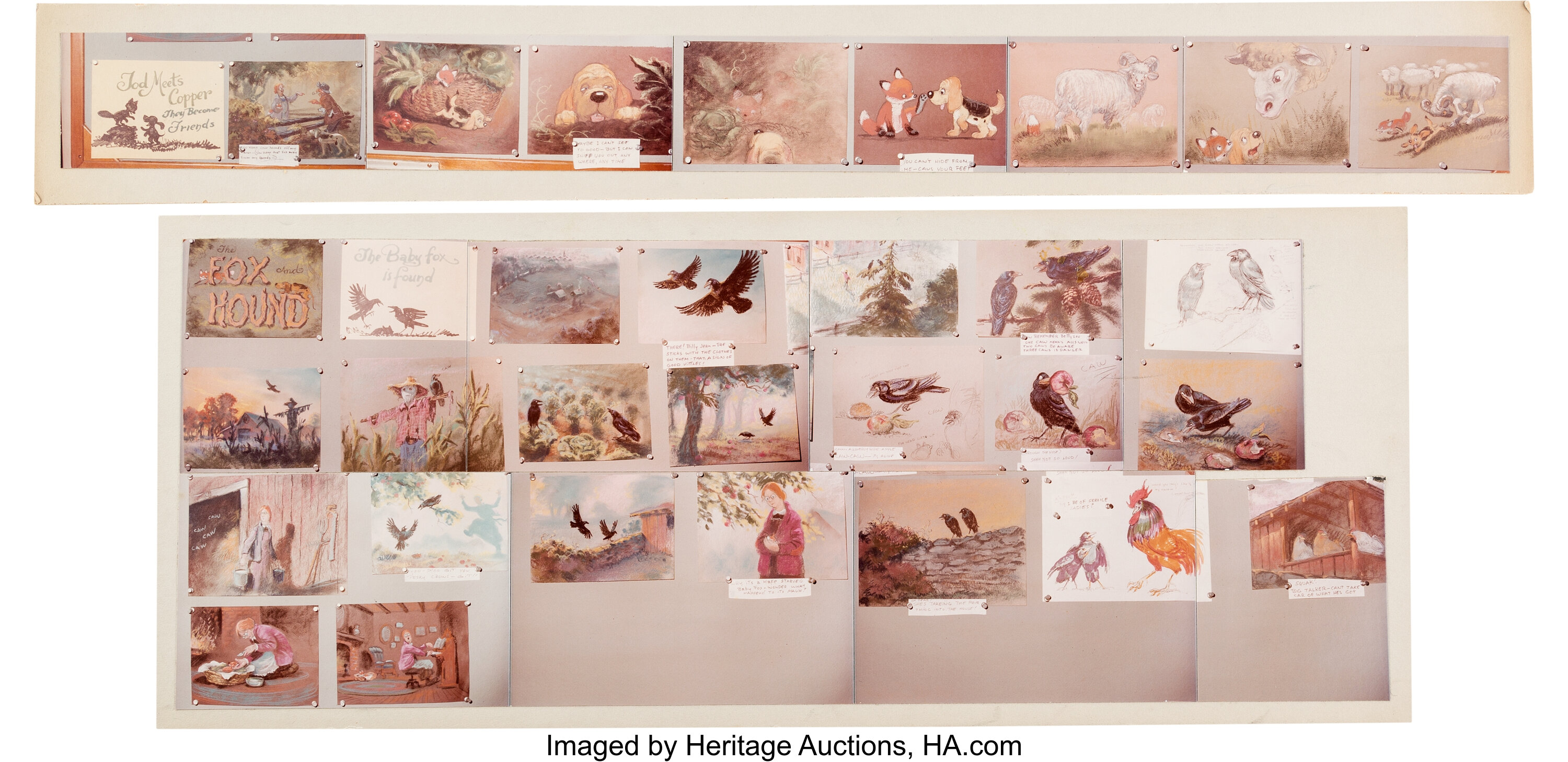 The Fox and the Hound Storyboard Studio Print Group of 13 (Walt | Lot ...