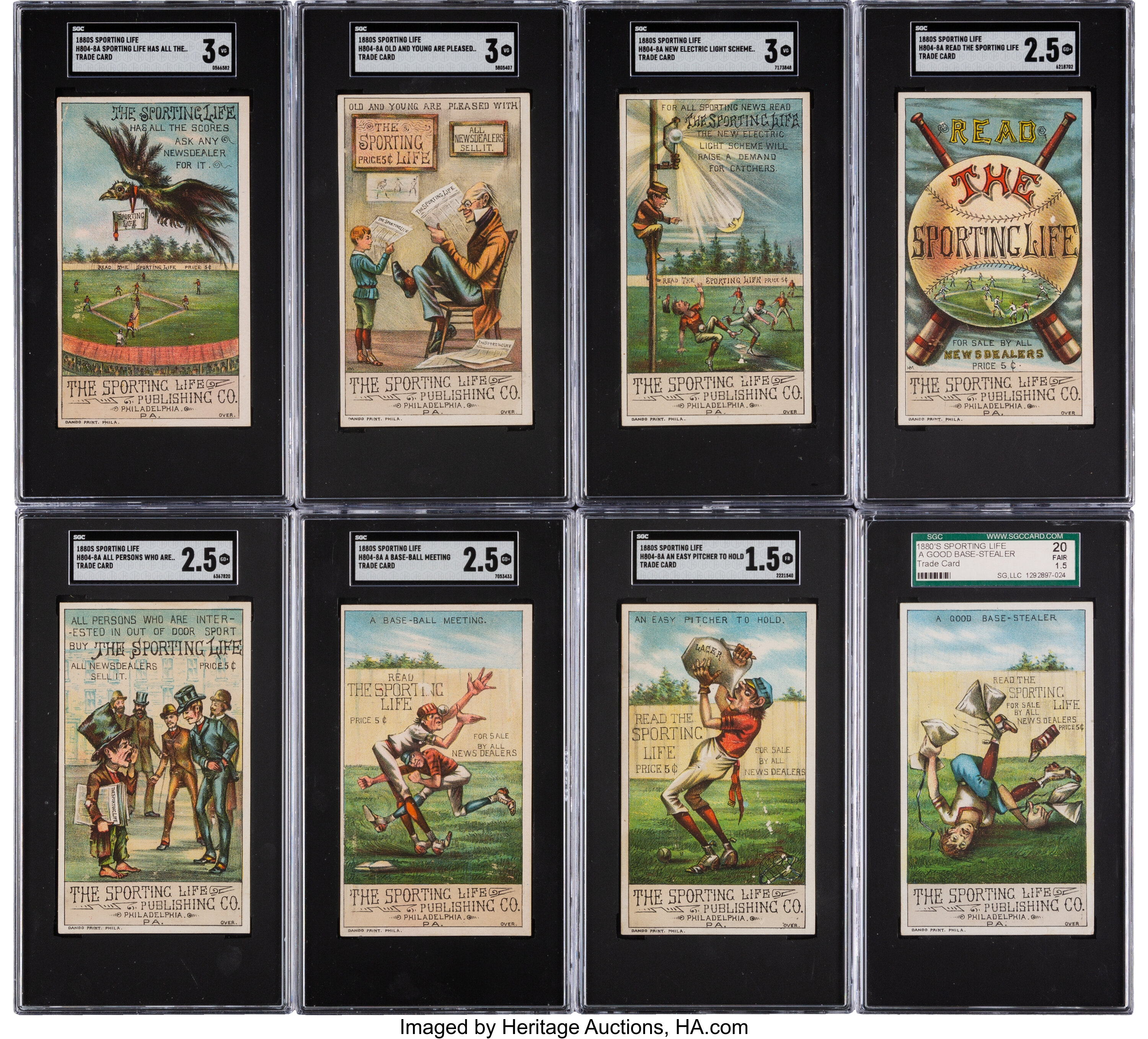 1880s H804-8A Sporting Life Trade Card SGC Graded Collection | Lot ...